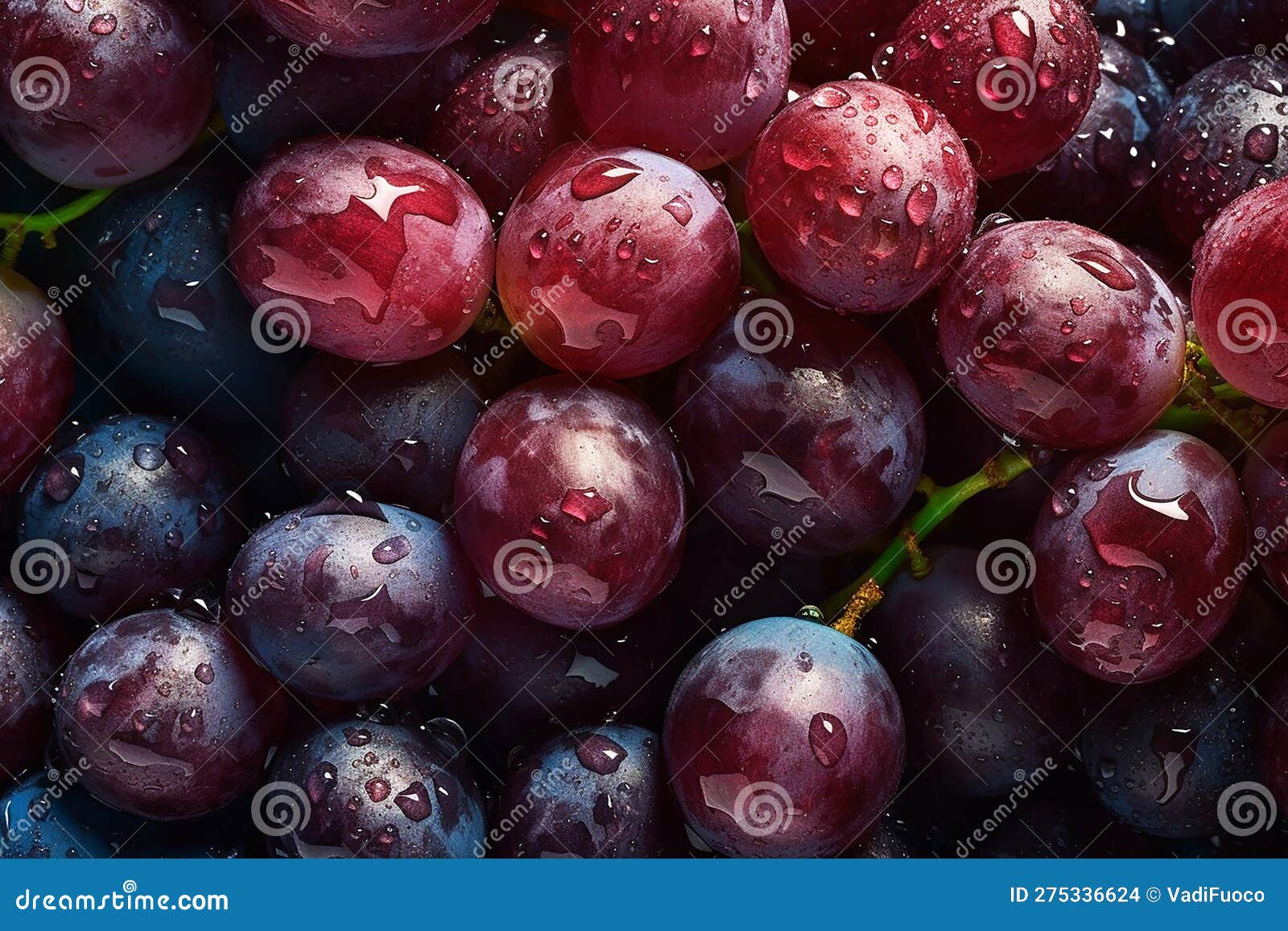 Dark Red Grapes, Bunch of Grapes Covered with Water Droplets. Grape ...