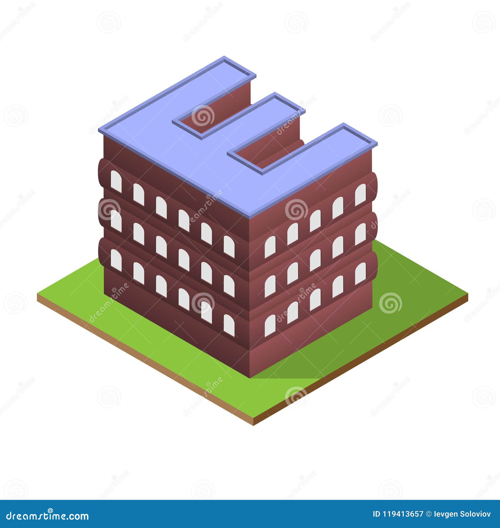 Isometric Building Letter E Form Stock Vector - Illustration of ...