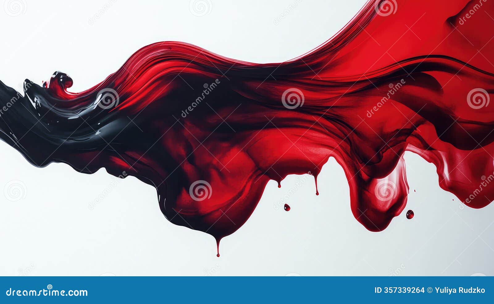 Dark Red Liquid Dripping Down on a Pristine White Background, Creating ...