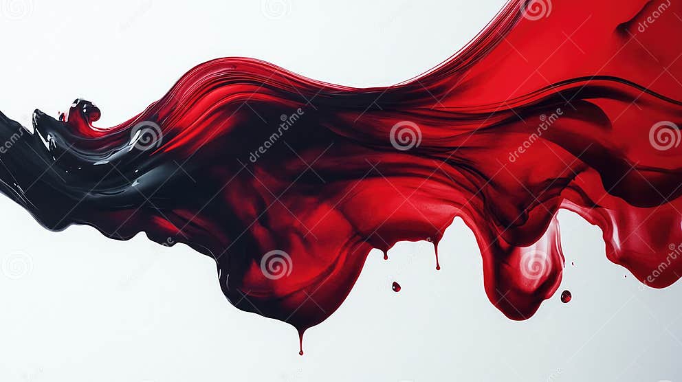 Dark Red Liquid Dripping Down on a Pristine White Background, Creating ...