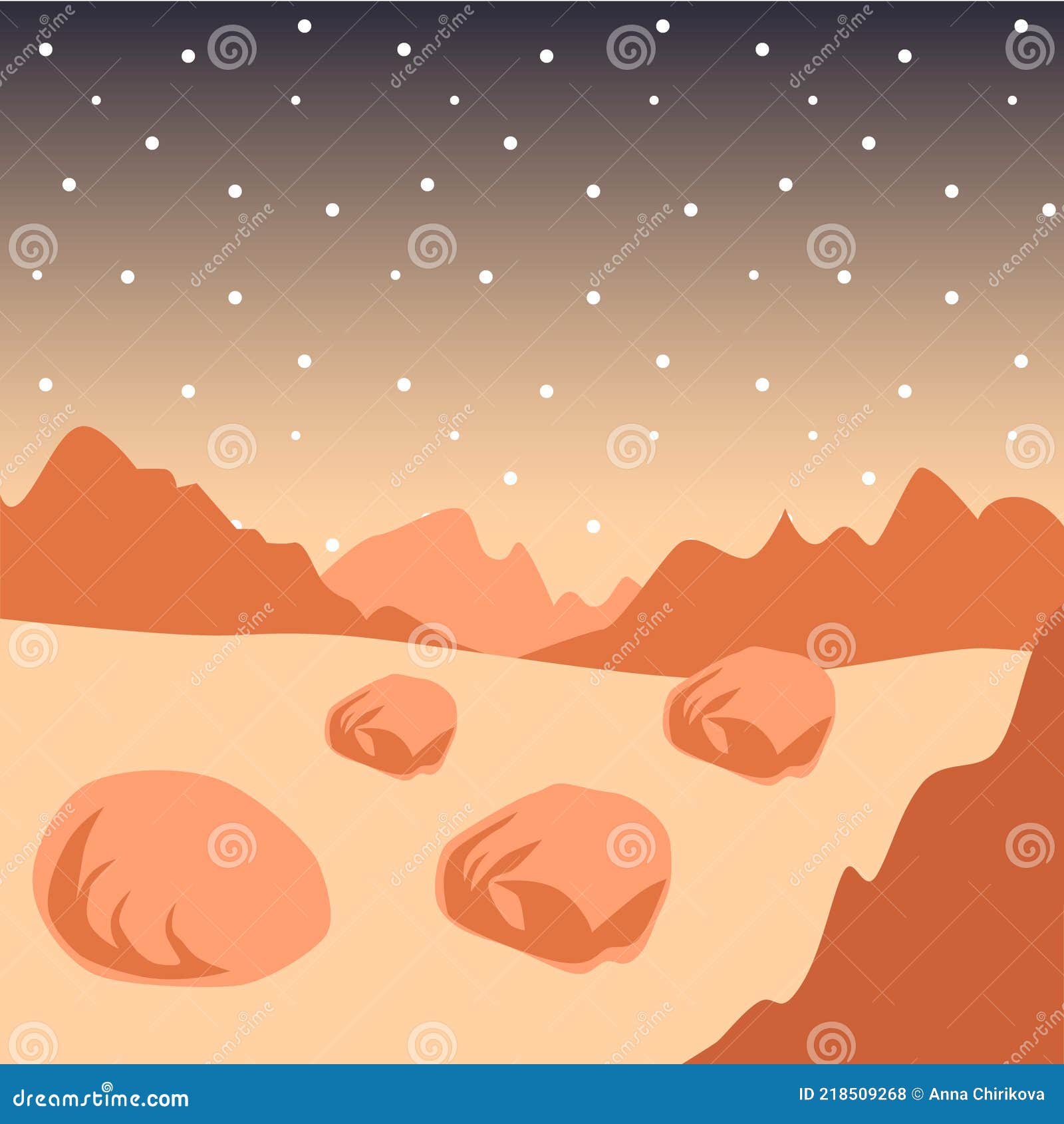 Dark Red Mars Planet Space Landscape Stock Vector - Illustration of ...