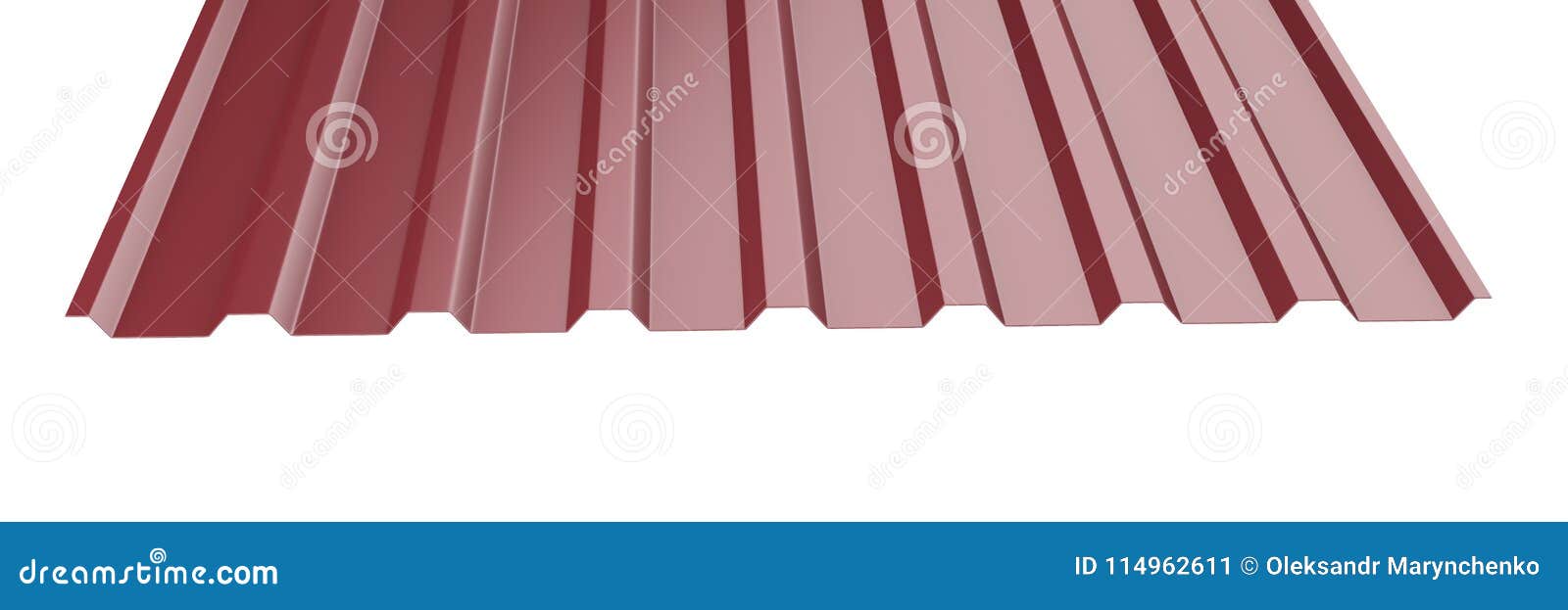 Dark Red Metal Corrugated Roof Sheet Stack - Front View. Stock ...