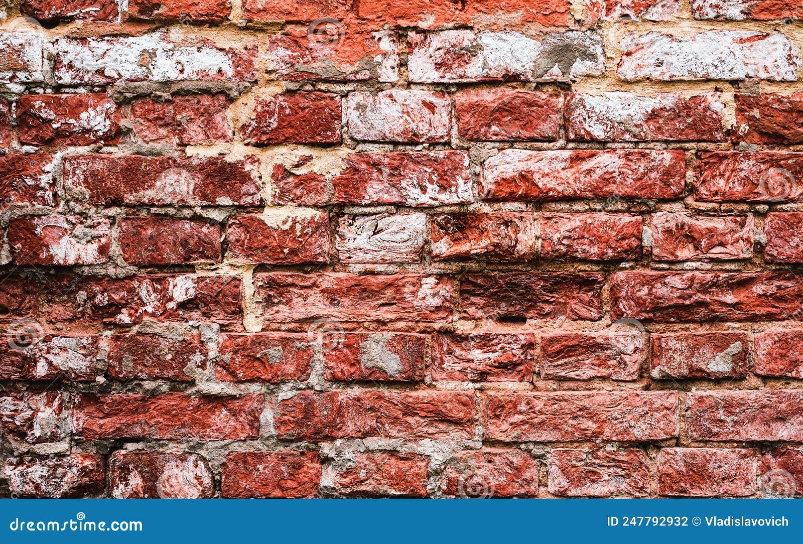 Dark Red Old Brick Wall Background Eroded by Time and Natural Brick Texture Stock Photo - Image ...