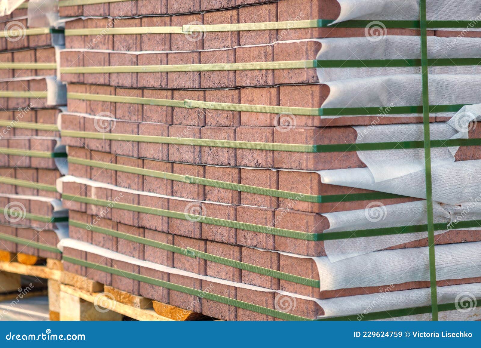 Dark Red Paving Flags Stacked on Pallets Stock Image - Image of paving ...