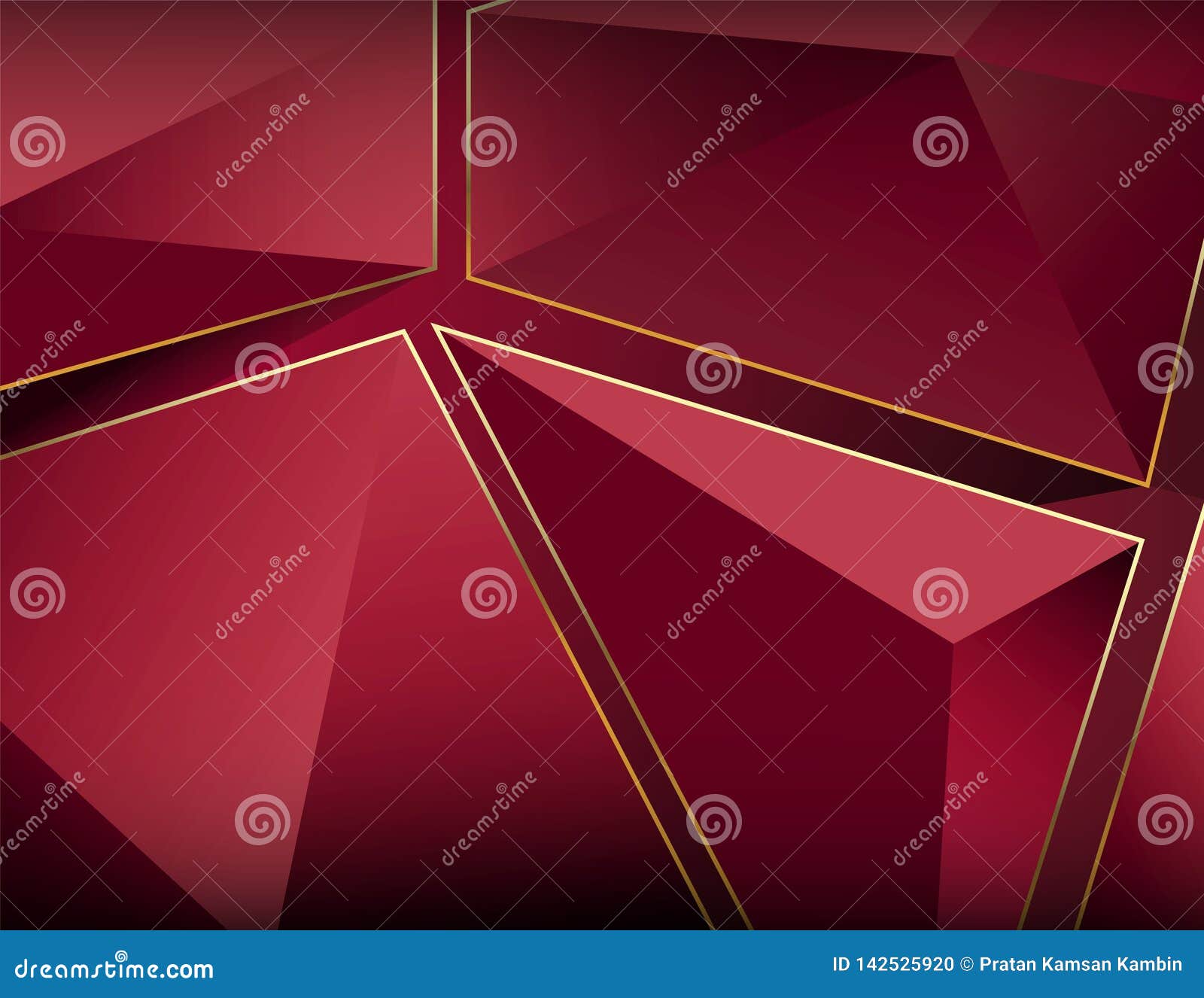 Dark Red Premium Background with Polygonal Patterns and Golden Triangle ...