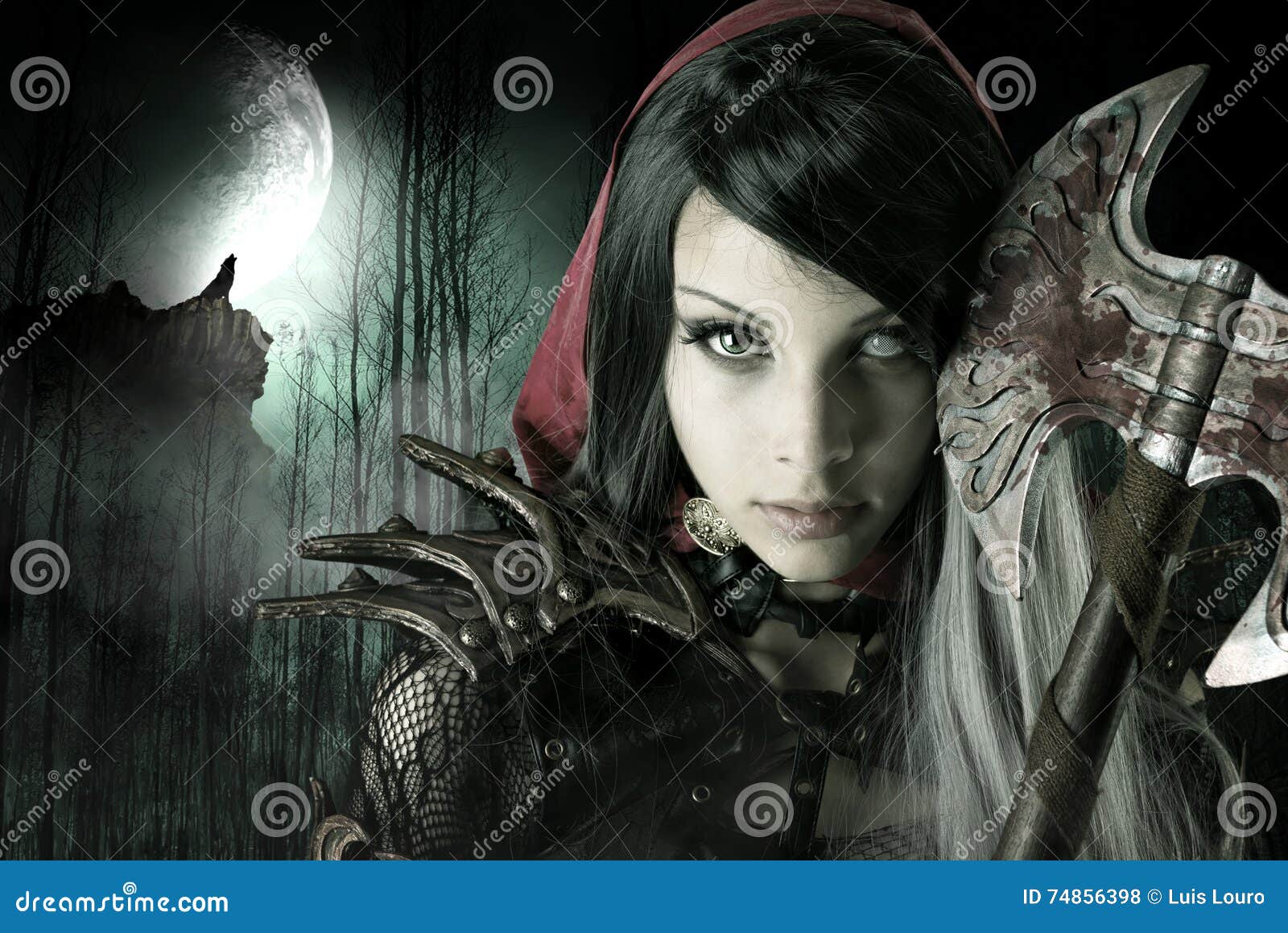 Dark Red Riding hood stock photo. Image of costume, fashion - 74856398
