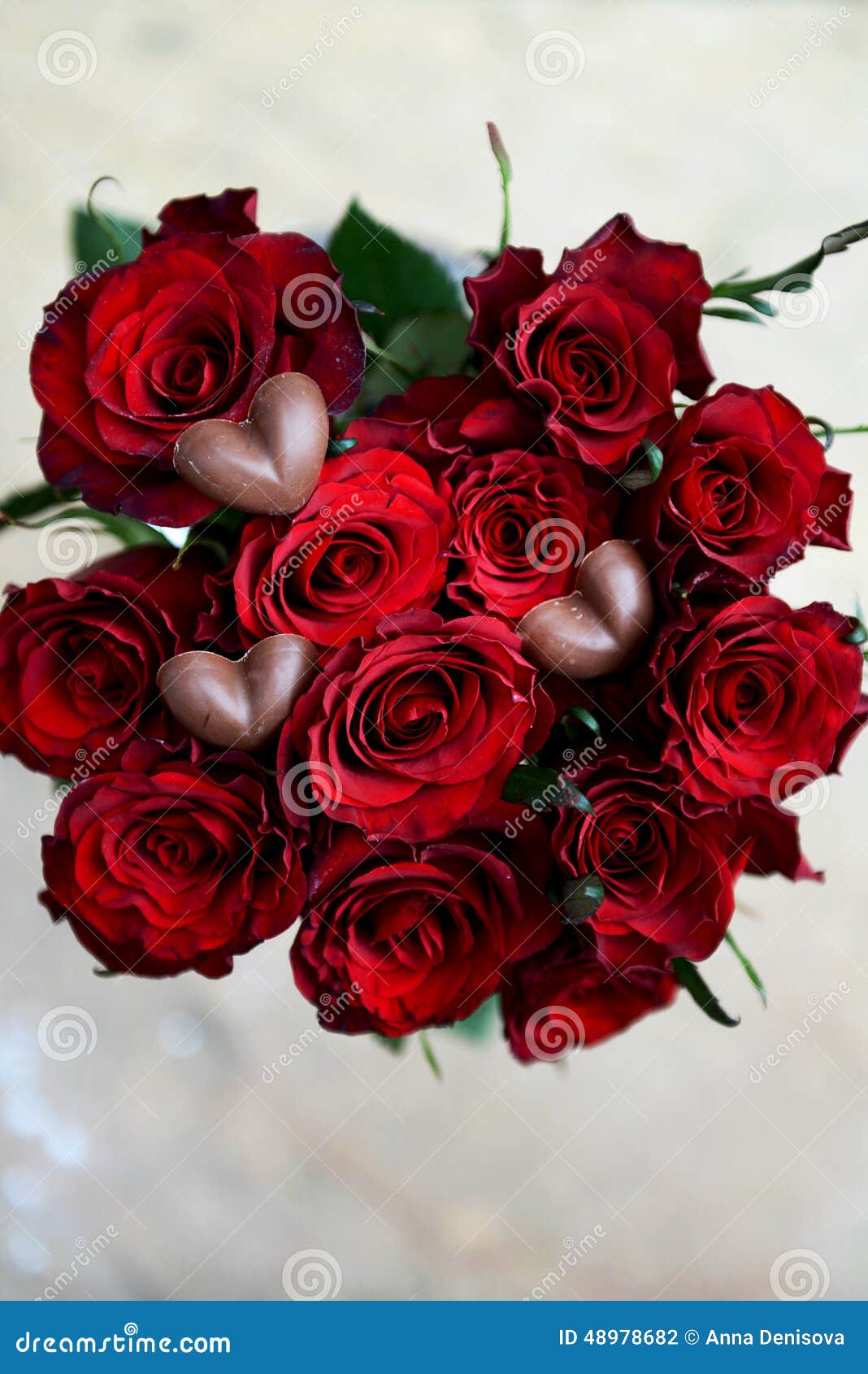 Dark Red Roses and Chocolate Hearts Stock Photo - Image of flower ...