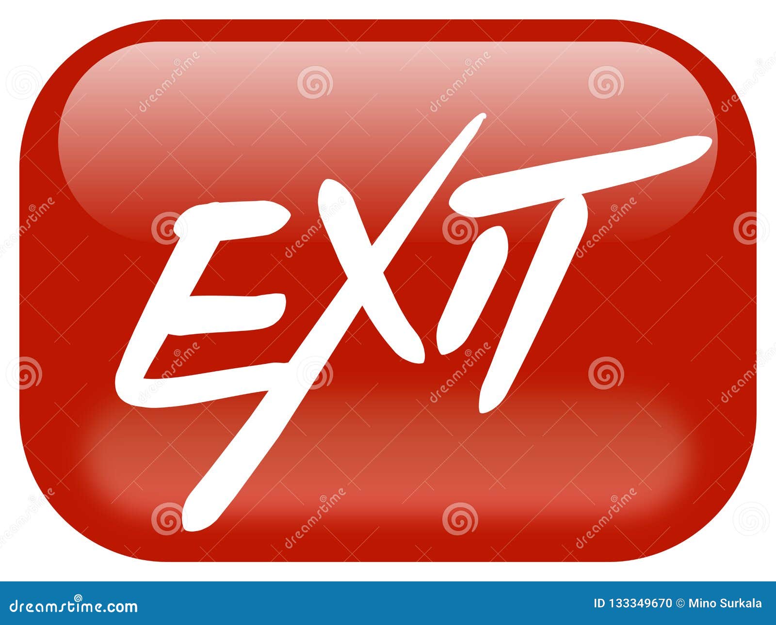 Dark Red Rounded Rectangle Button with Handwritten Text EXIT Written ...