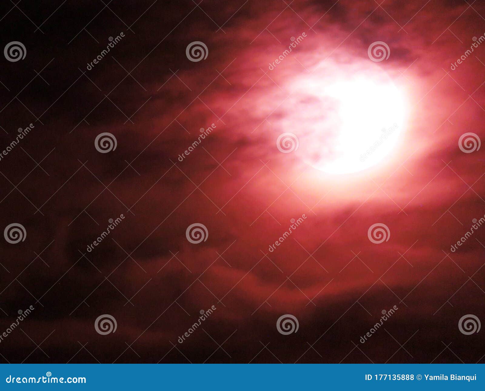 Dark Red Sky in Moonlight Night Stock Photo - Image of moon, feeling ...
