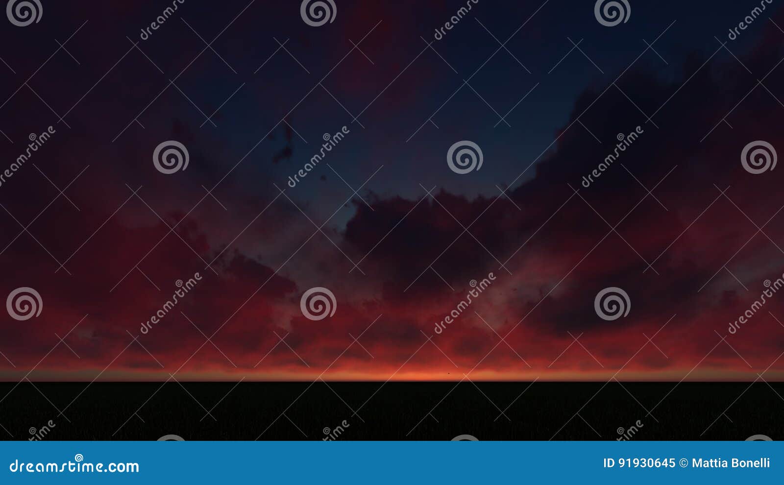 Dark red sunset on a field stock illustration. Illustration of ...