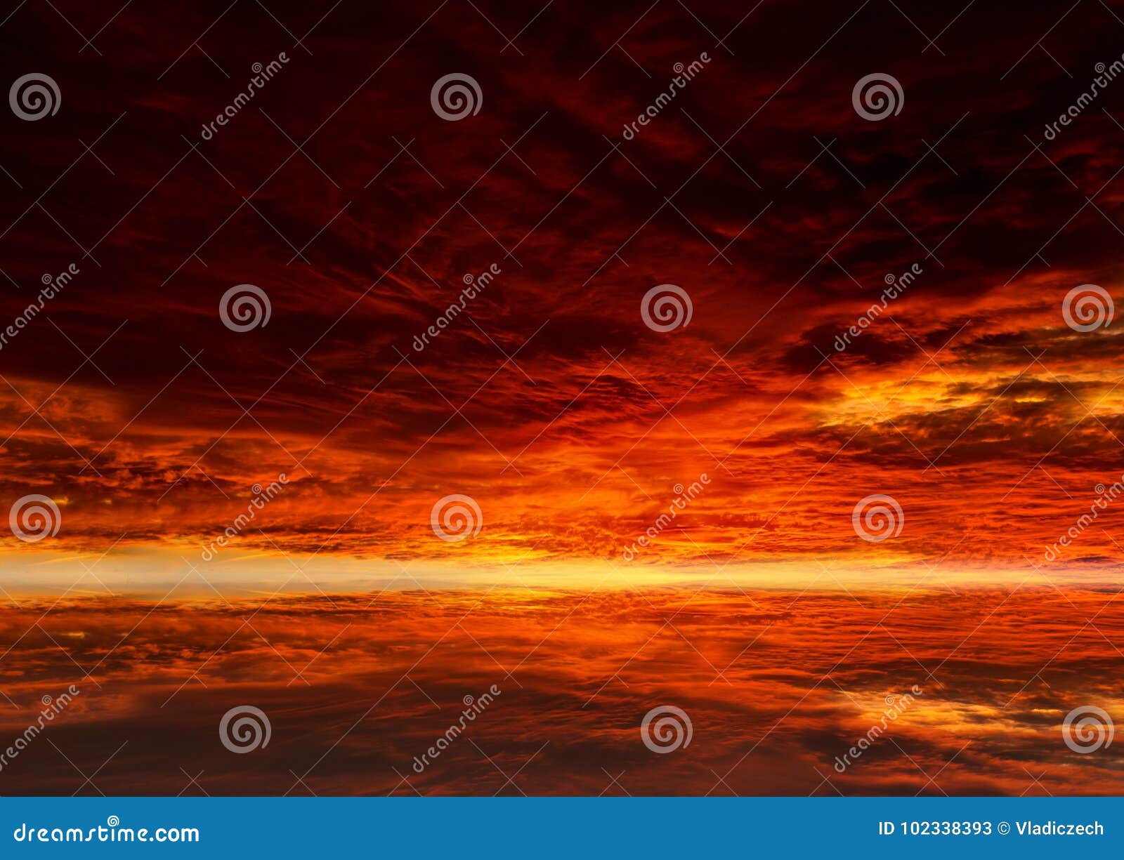 Dark Red Sunset Sky Over Calm Water Surface Stock Image - Image of ...