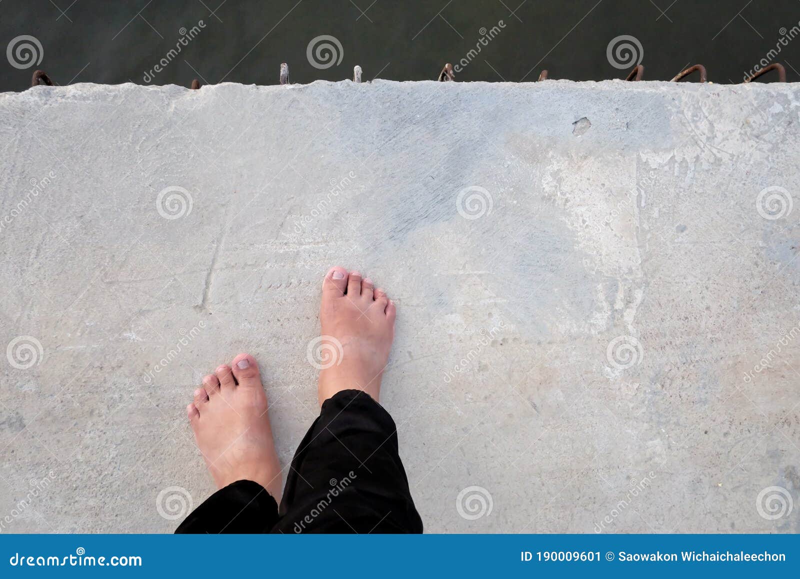 Female Barefoot Standing on Hard Cement Pathway Stock Image - Image of ...