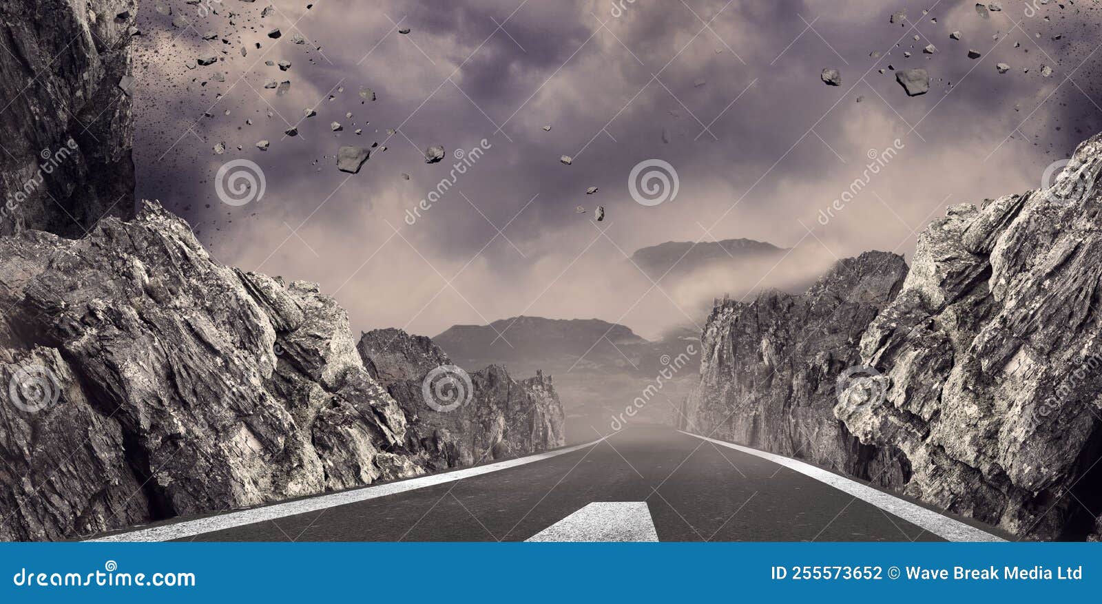 Dark road landscape stock photo. Image of mist, darkness - 255573652