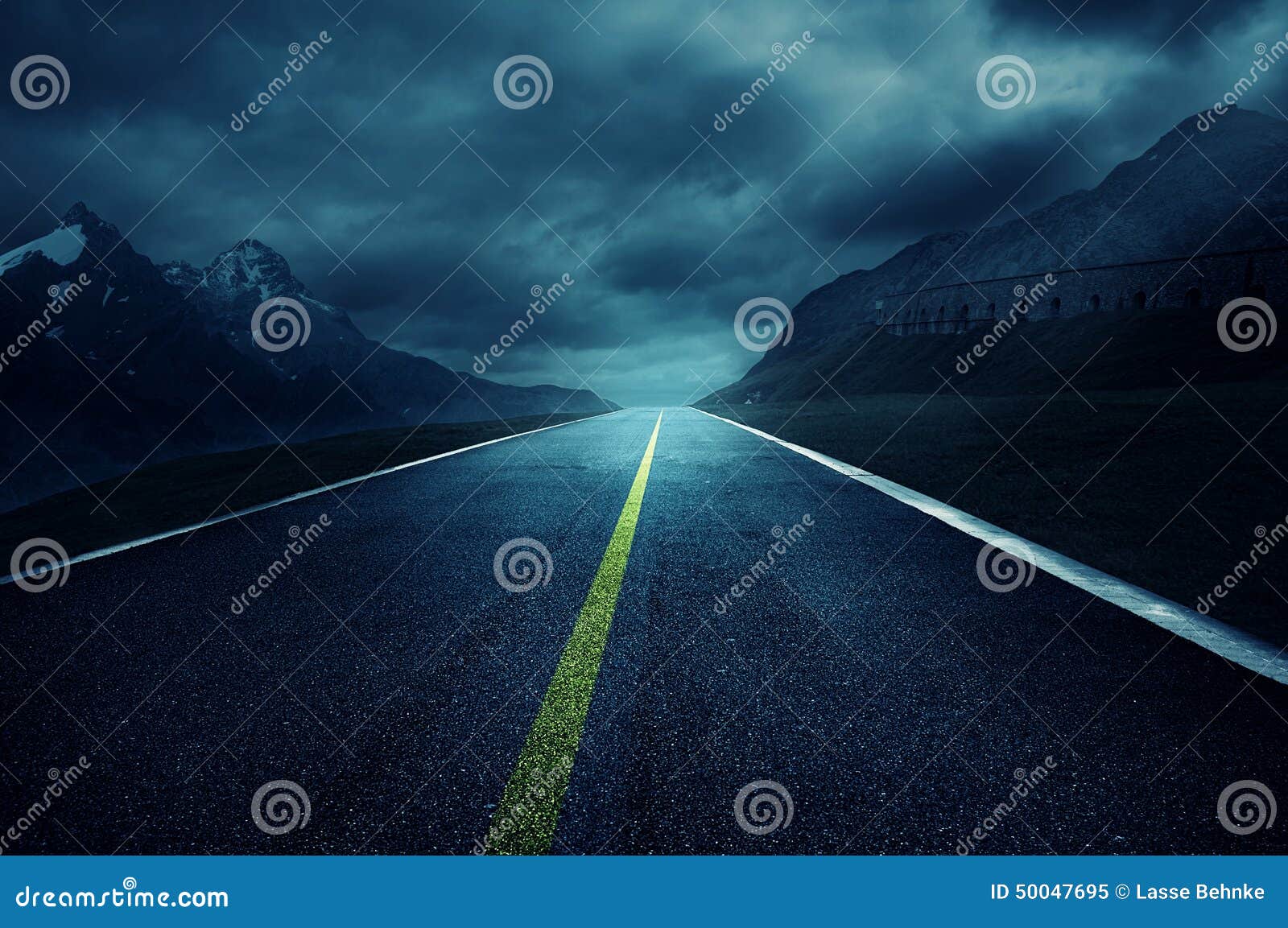 Dark Road stock image. Image of long, asphalt, mountains - 50047695