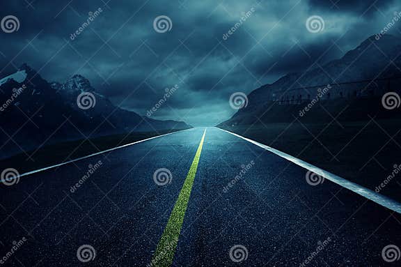 Dark Road stock image. Image of long, asphalt, mountains - 50047695