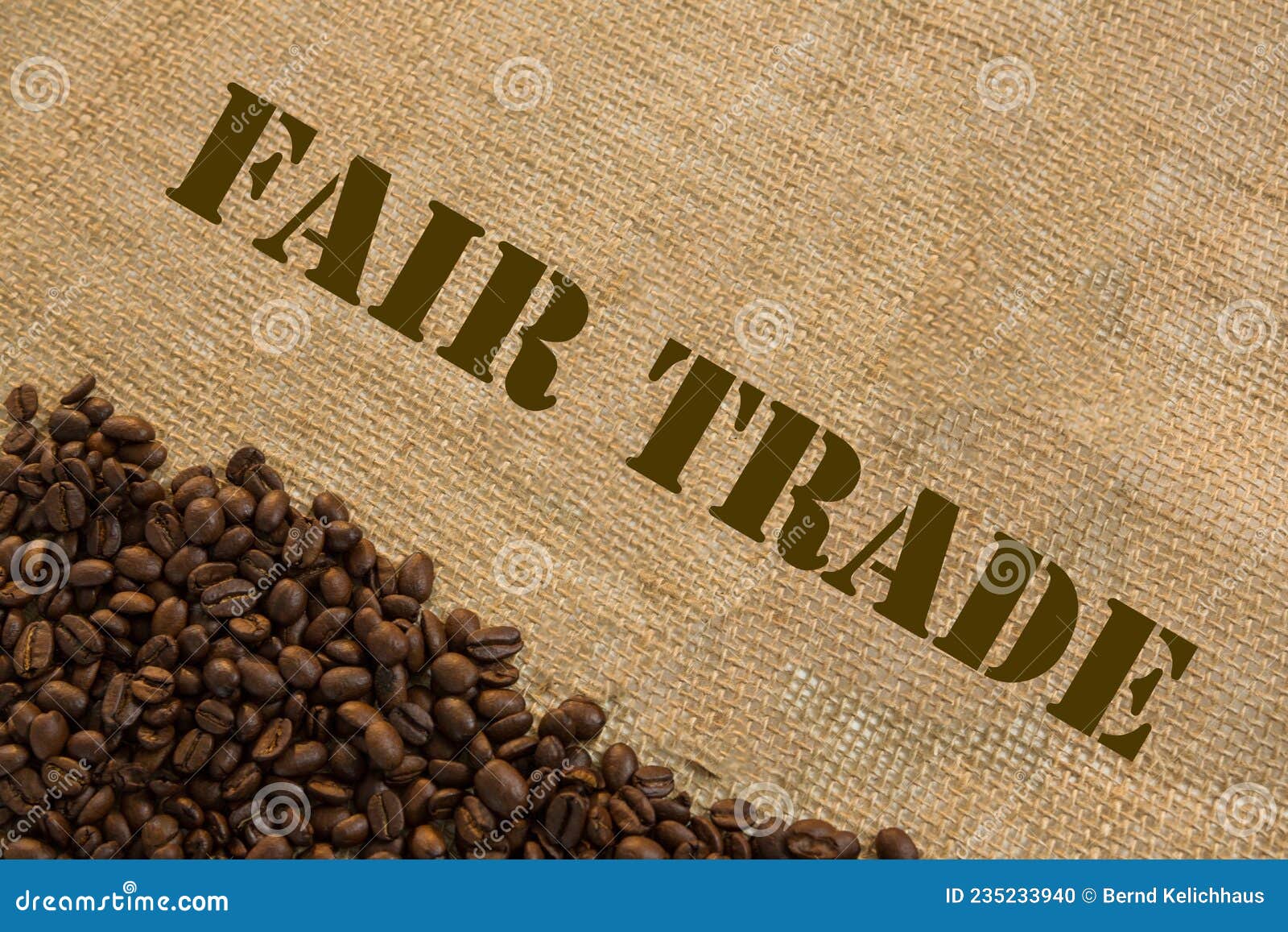 Dark Roasted Fair Trade Coffee Beans with Text Fair Trade Stock Photo ...
