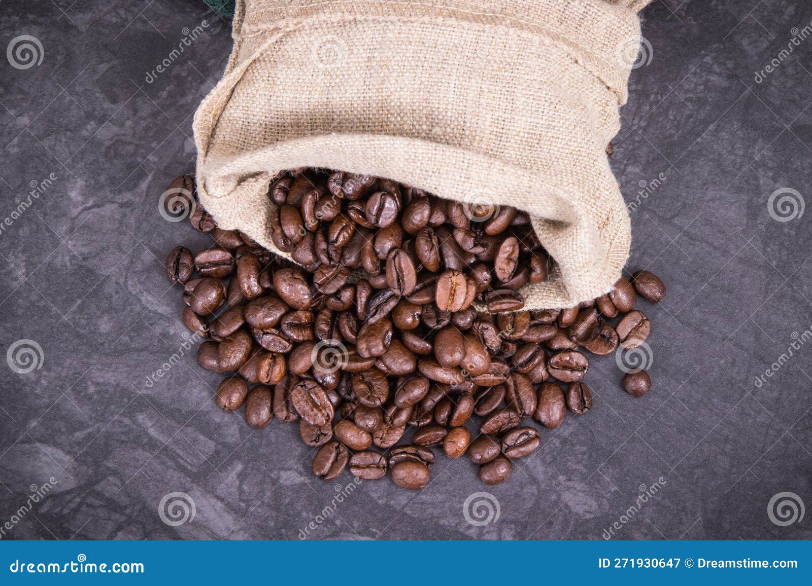Dark Roasted Fragrant Coffee Beans in Jute Bag Stock Image - Image of ...