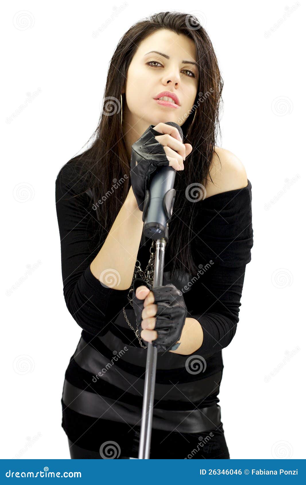 Dark Rock Woman Singer with Passion Stock Photo - Image of ...