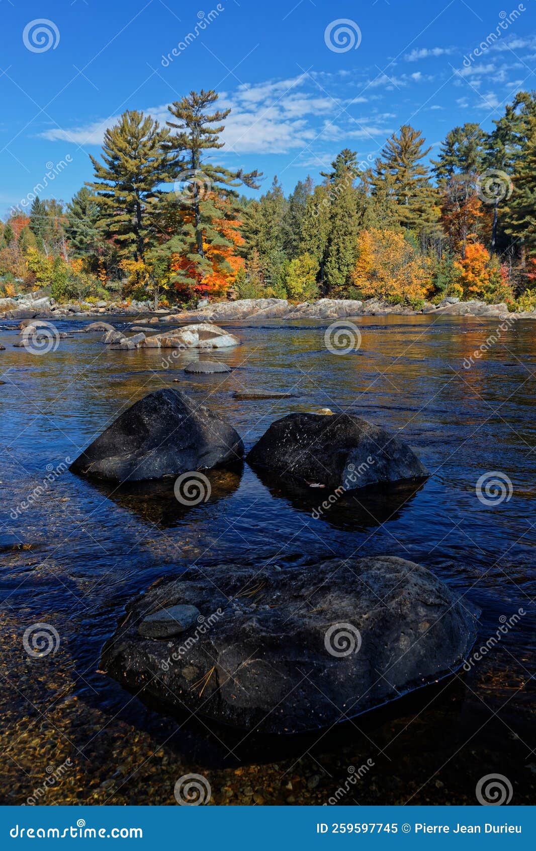 Dark Rocks on the River, Parc Des Cascades Stock Image - Image of ...