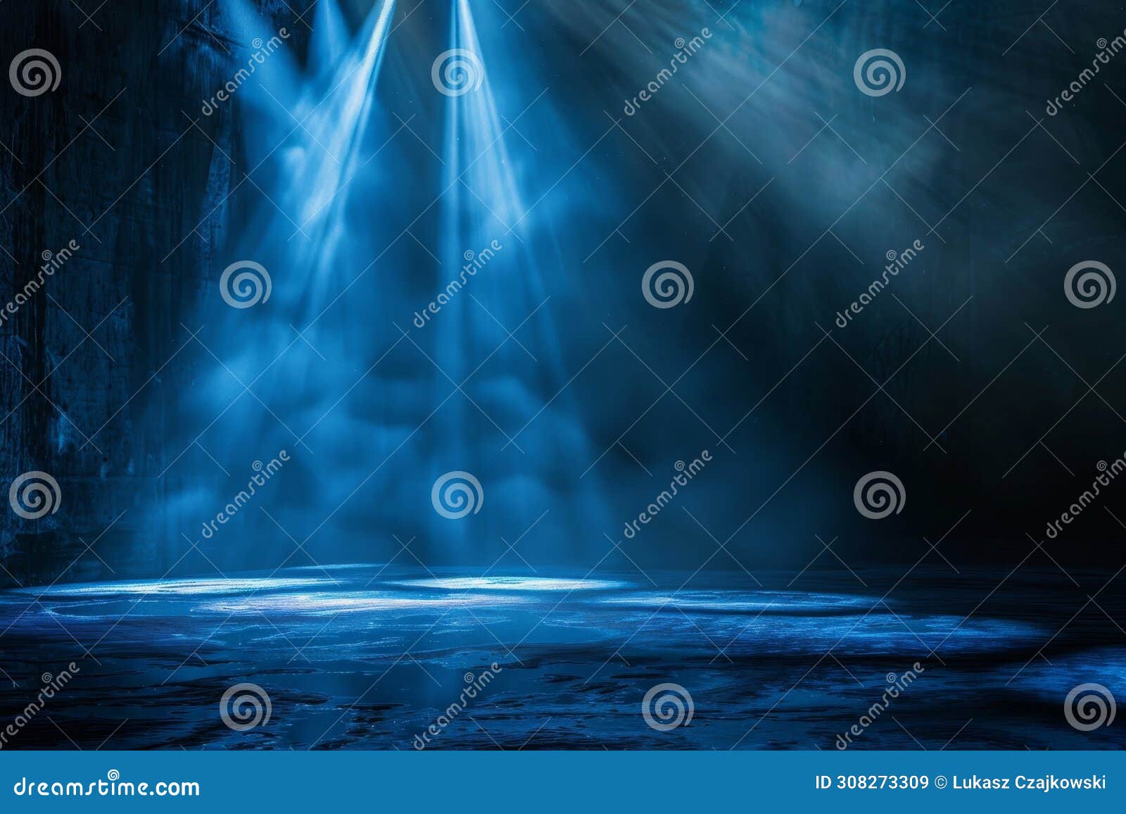 Blue Light Rays Illuminating Dark Room. Generative AI Stock ...