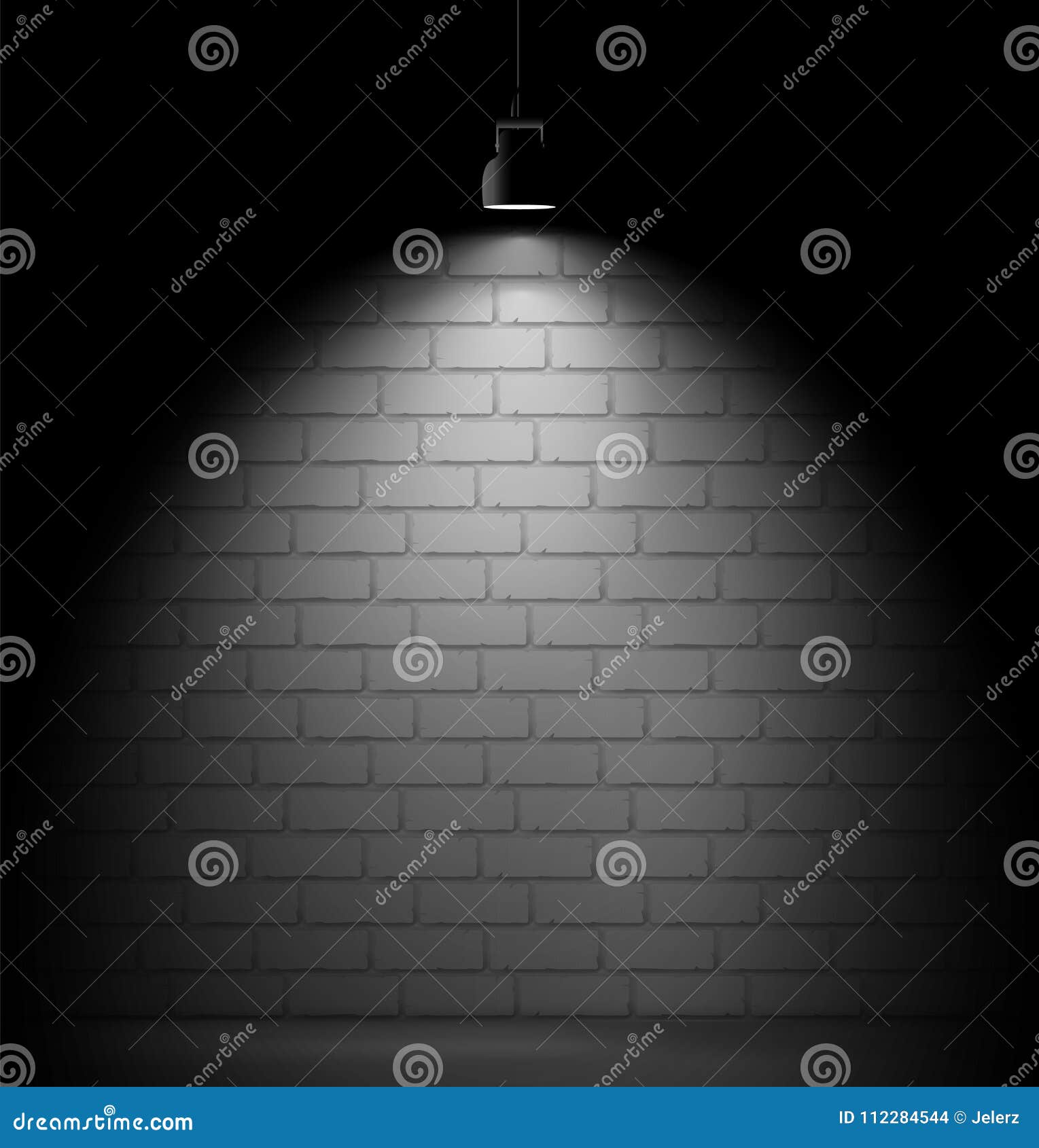Brick Wall on the Background and Fluorescent Lamp Light. Stock Vector ...