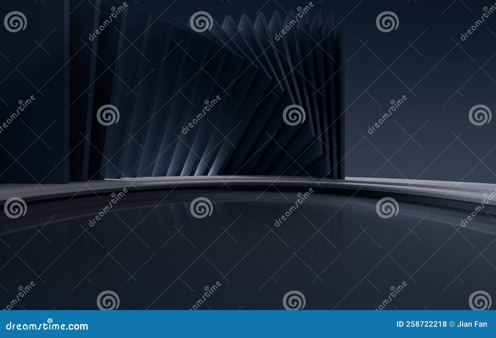 Dark Room with Geometric Structure, 3d Rendering Stock Illustration ...