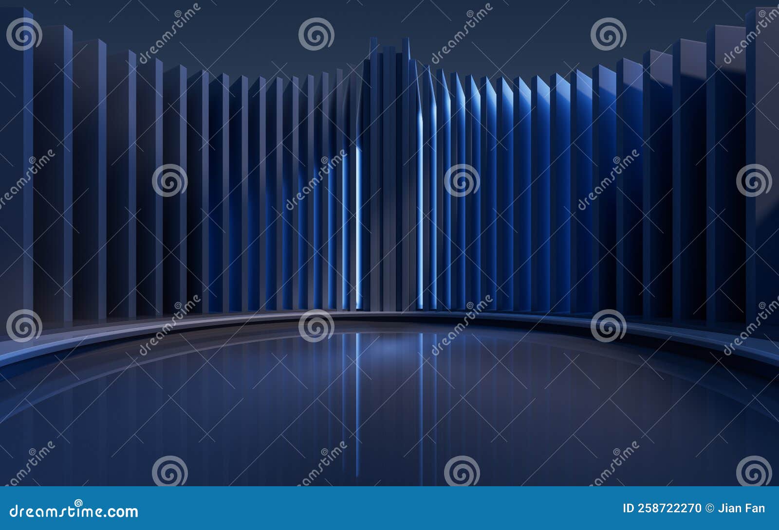 Dark Room with Geometric Structure, 3d Rendering Stock Illustration ...