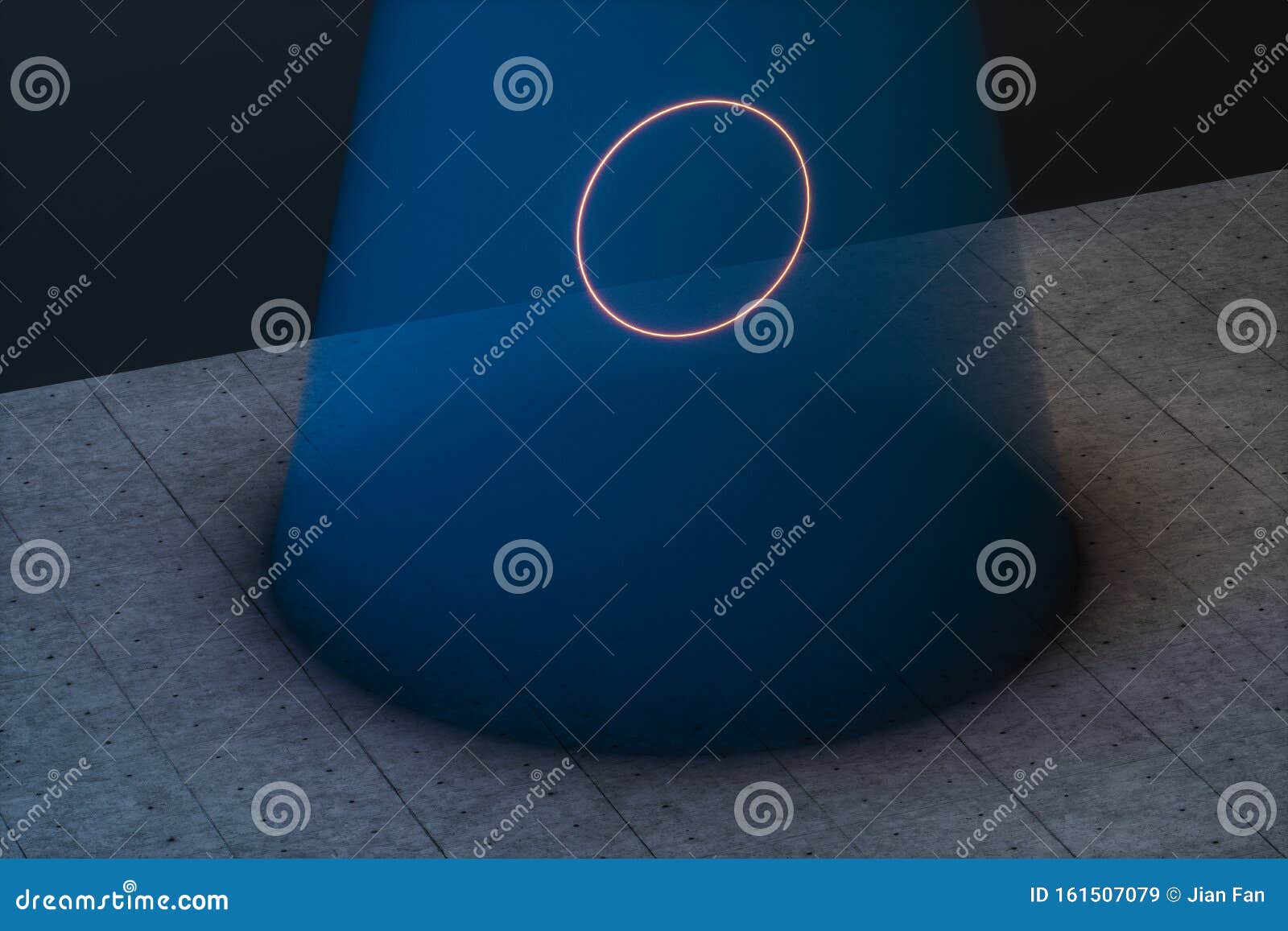 The Dark Room and the Light Beam from the Top, 3d Rendering Stock ...