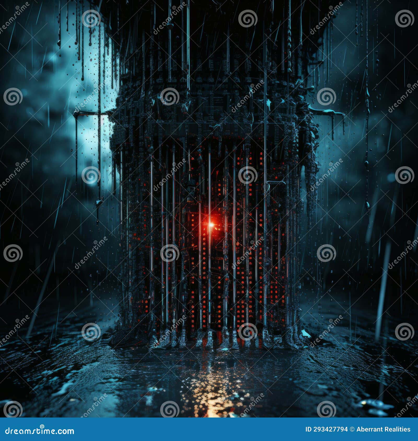 A Dark Room with a Red Light in the Middle of it Stock Illustration ...