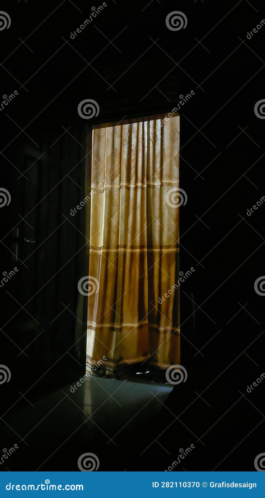 The Dark Room Reflected Light from a Curtain Stock Photo - Image of ...