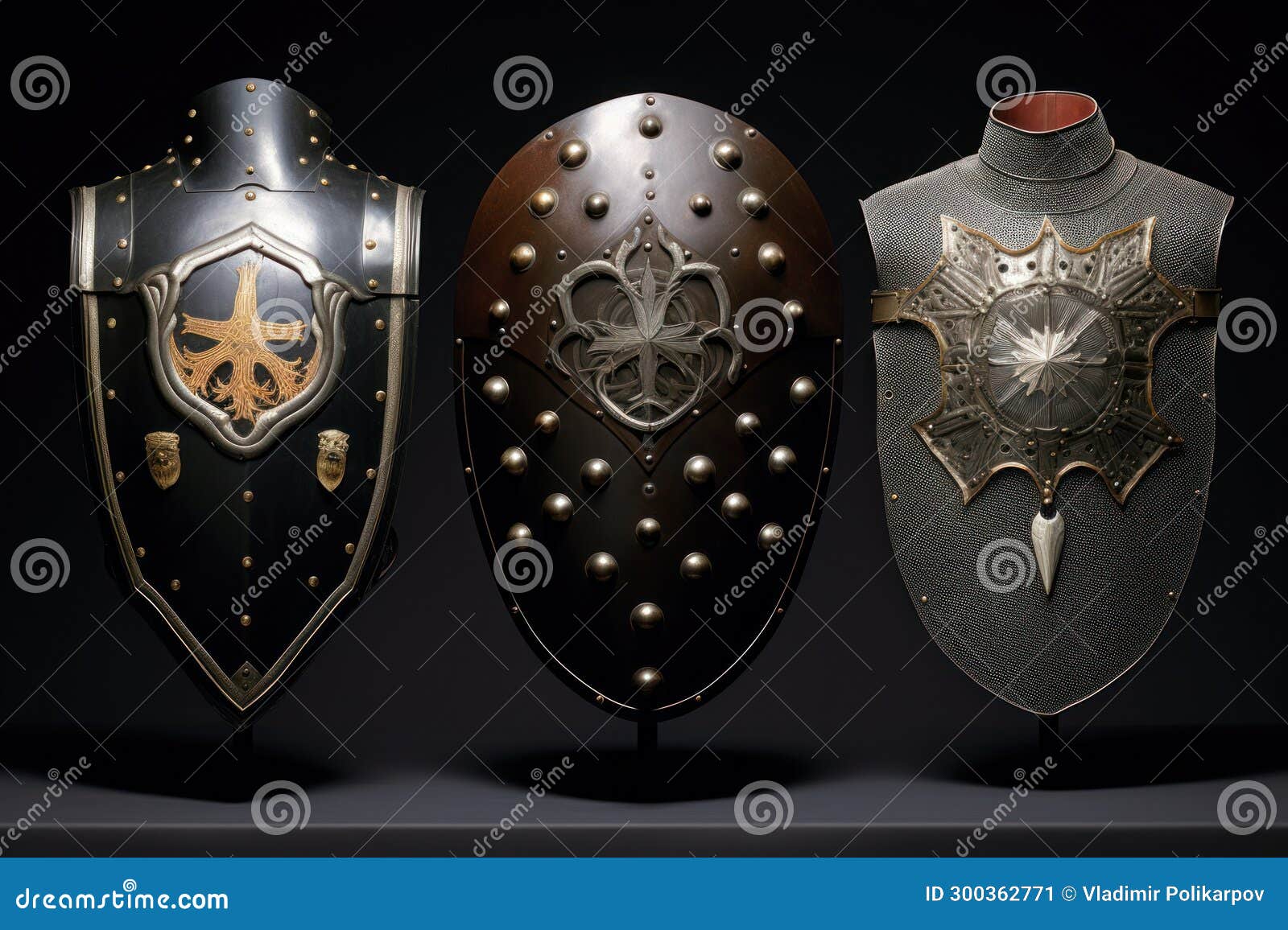 Armor Display in Dark Room stock illustration. Illustration of military ...
