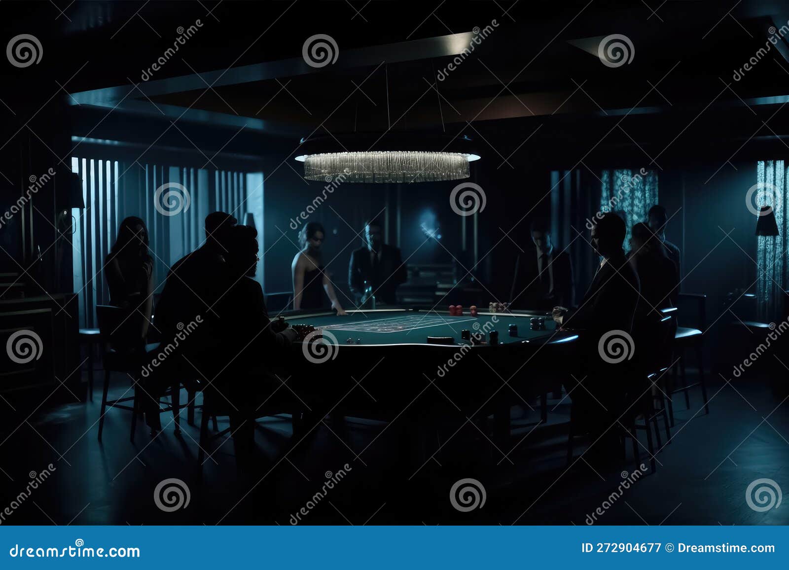 A Dark Room with the Silhouettes of People Gambling Created with ...