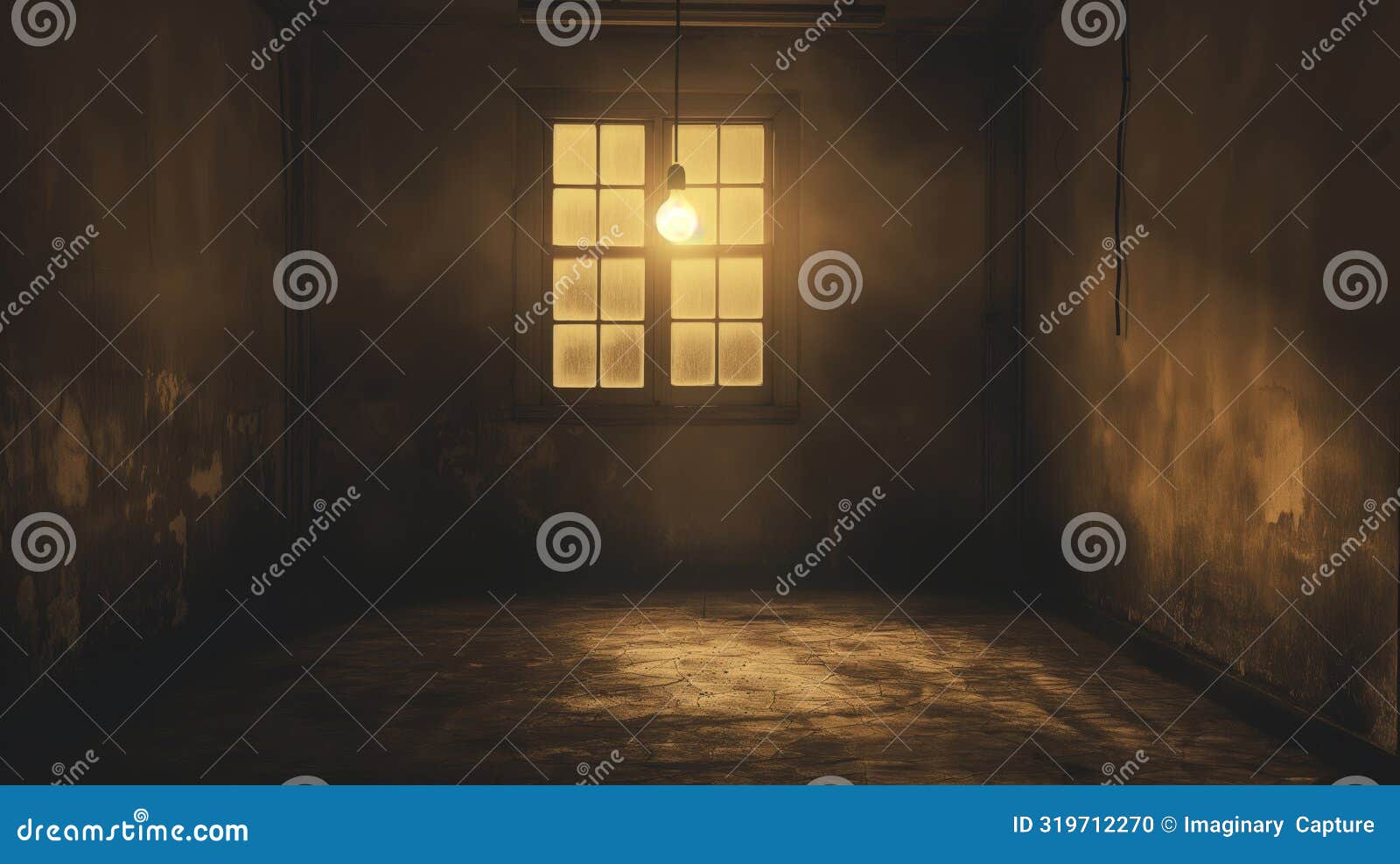 A Dark Room with a Single Light Bulb Hanging from the Ceiling Stock ...
