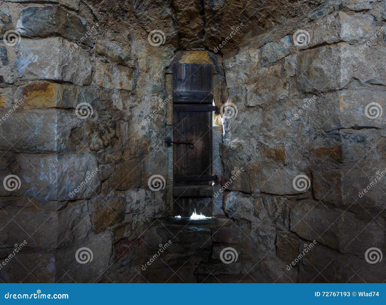 Dark Room with Stone Walls and Window Stock Image - Image of sunlight ...