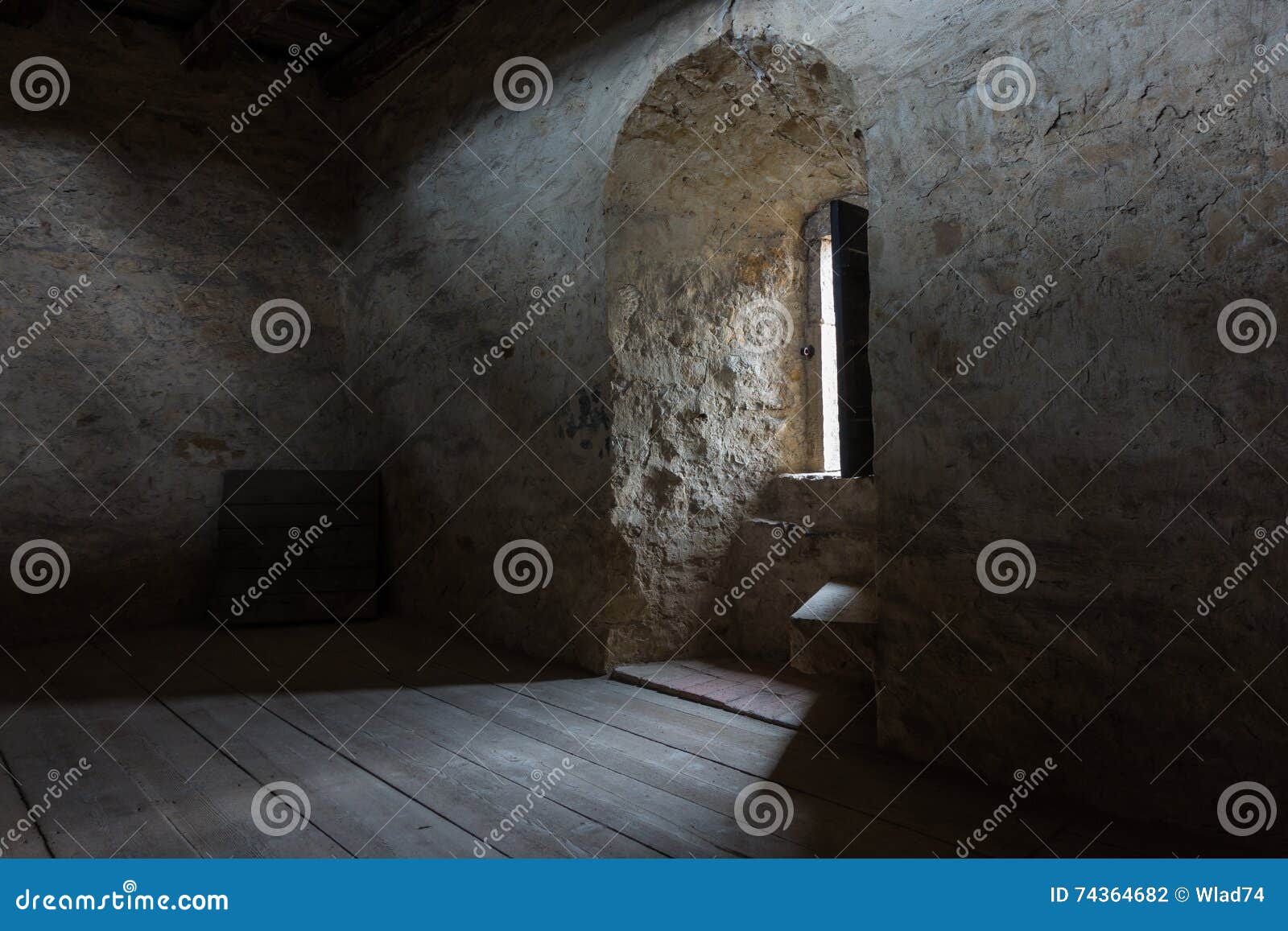 Dark Room with Stone Walls and Window Stock Photo - Image of medieval ...