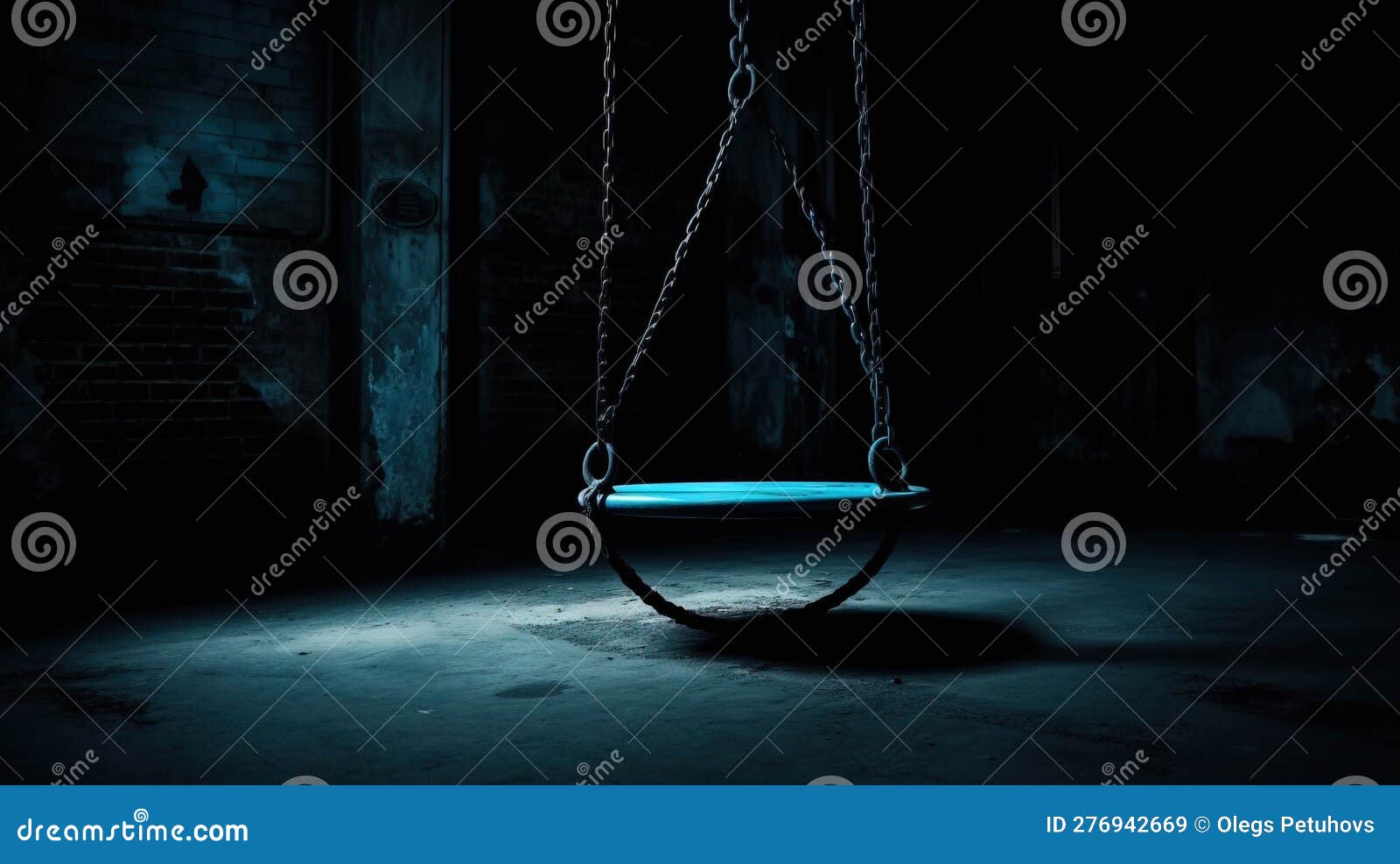 A Dark Room with a Swing in the Middle of it Stock Illustration ...