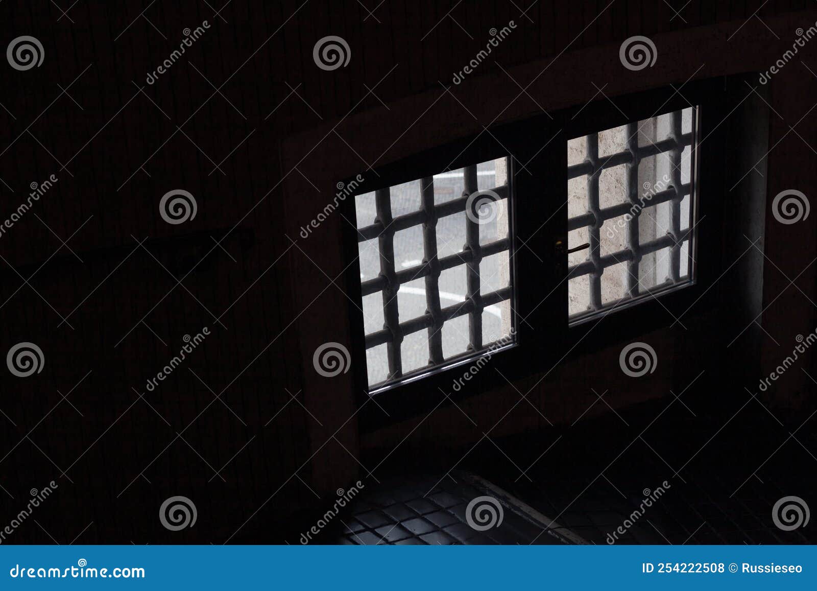 Dark Room with Window in Grate Stock Photo - Image of closed, freedom ...