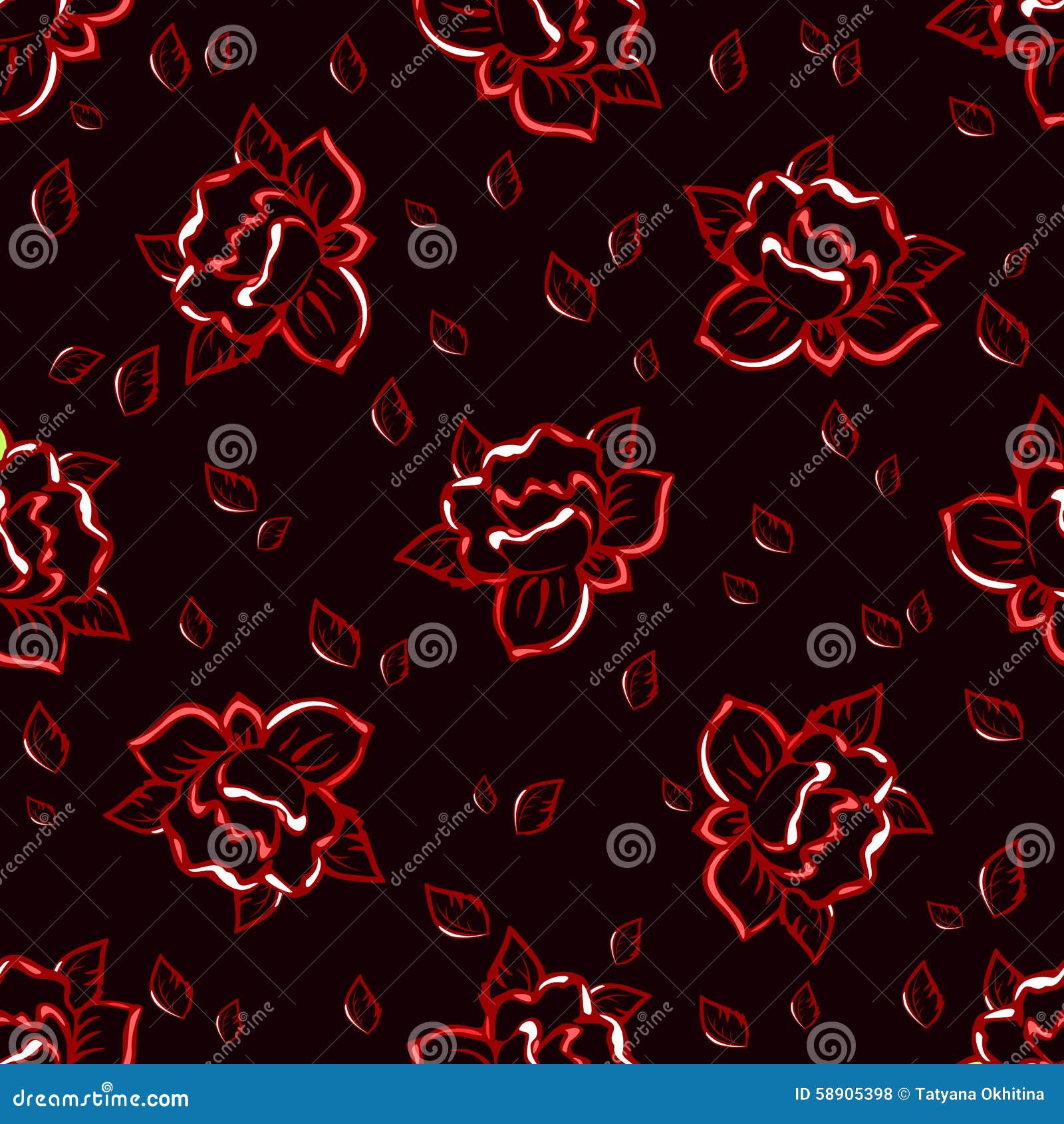 Dark Roses Seamless Pattern Stock Vector - Illustration of wallpaper ...