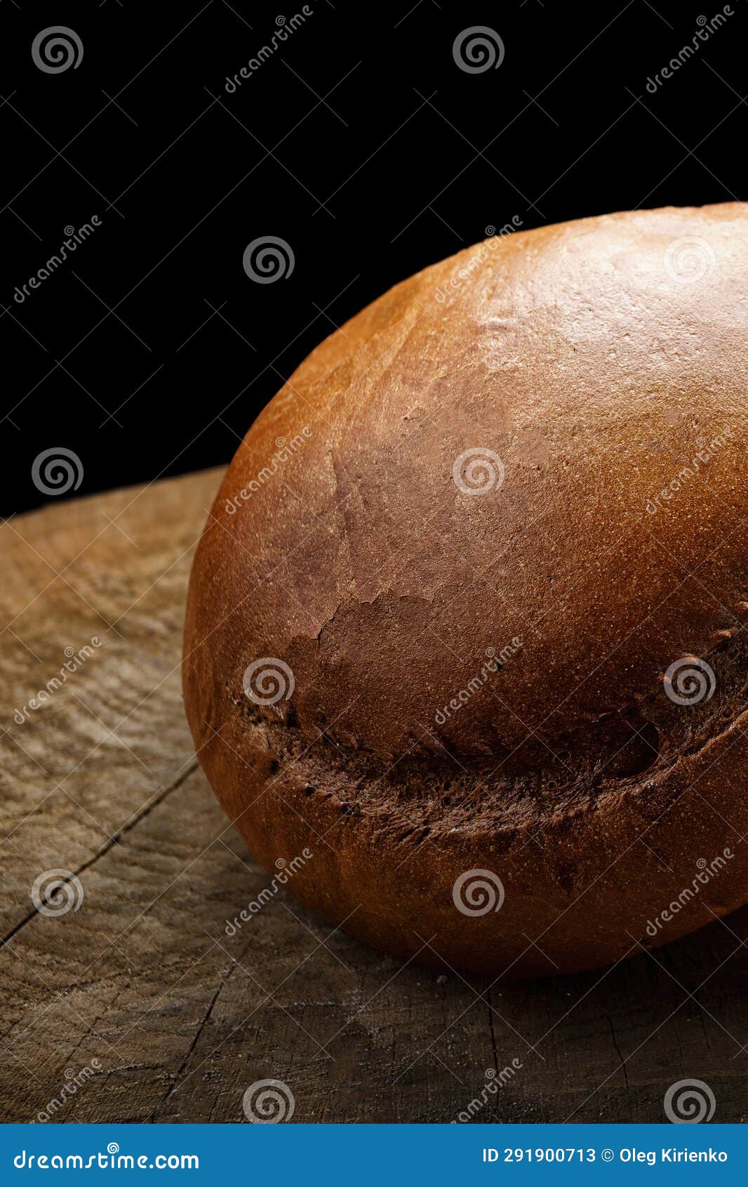 Dark Round Bread on a Wooden Board Stock Image - Image of flour, rustic ...