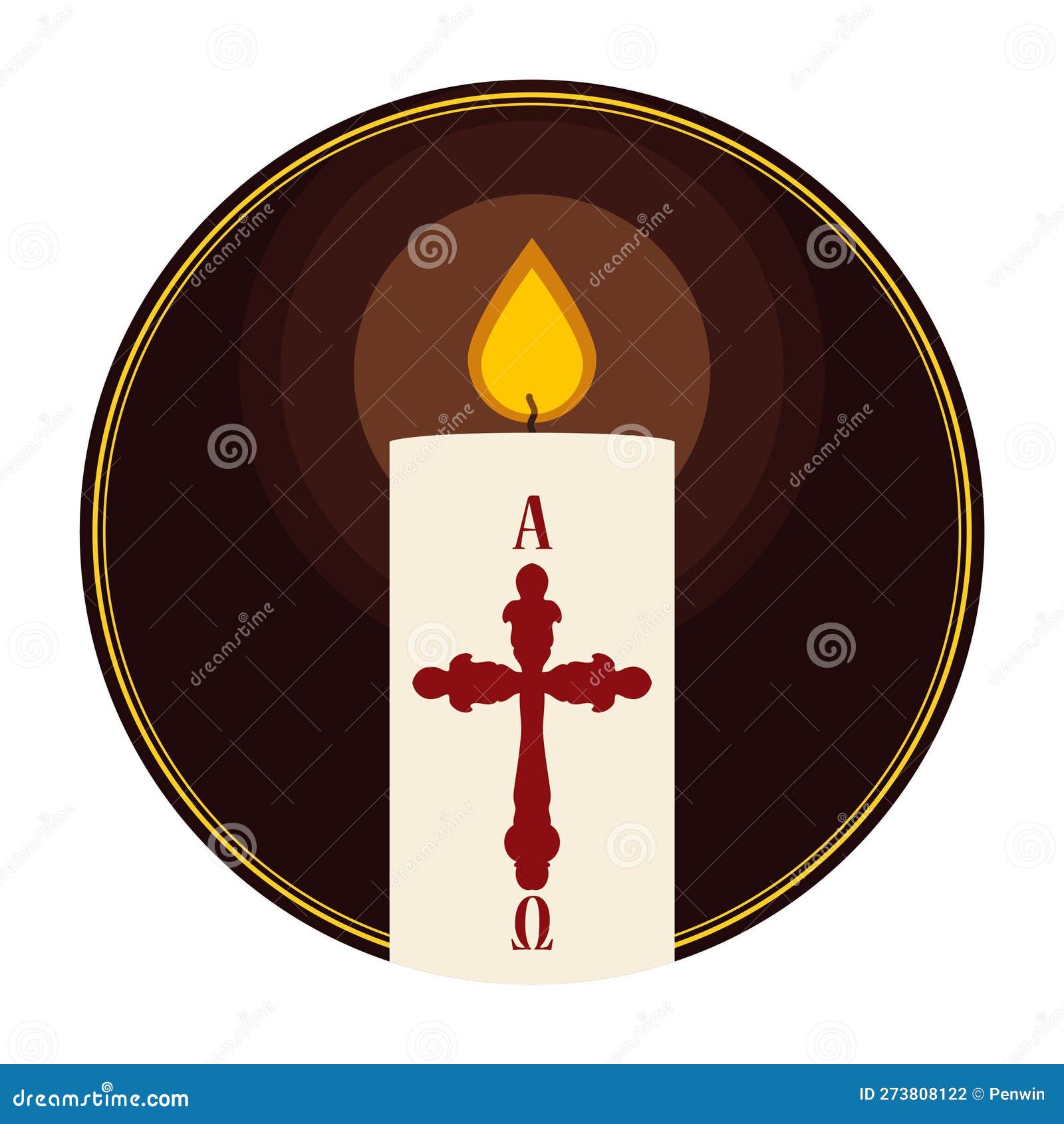 Paschal Candle With Dim Light Effect For Easter Vigil, Vector ...