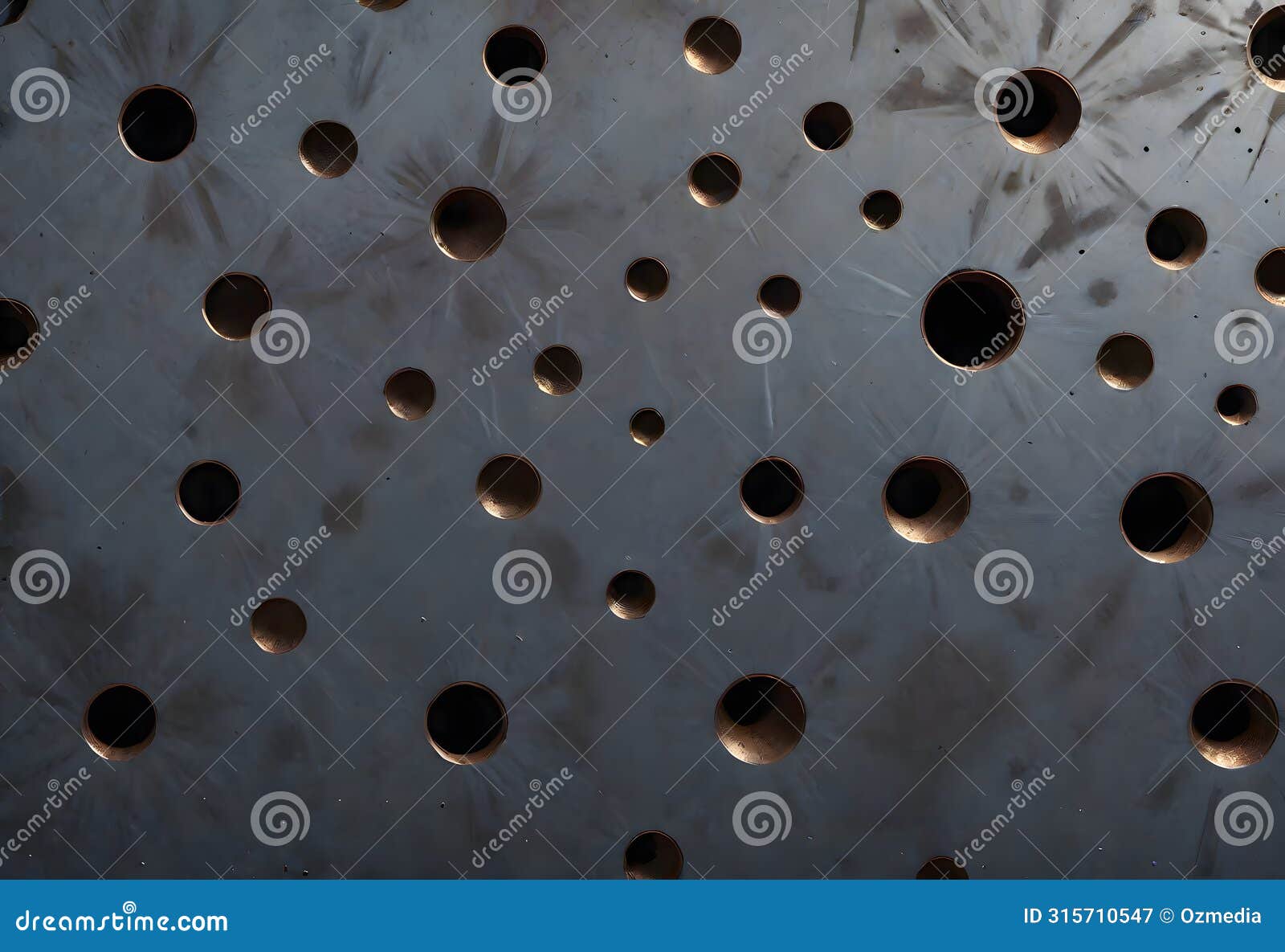Dark Rustic Metal Panel with Round Holes, Generated with AI Stock ...