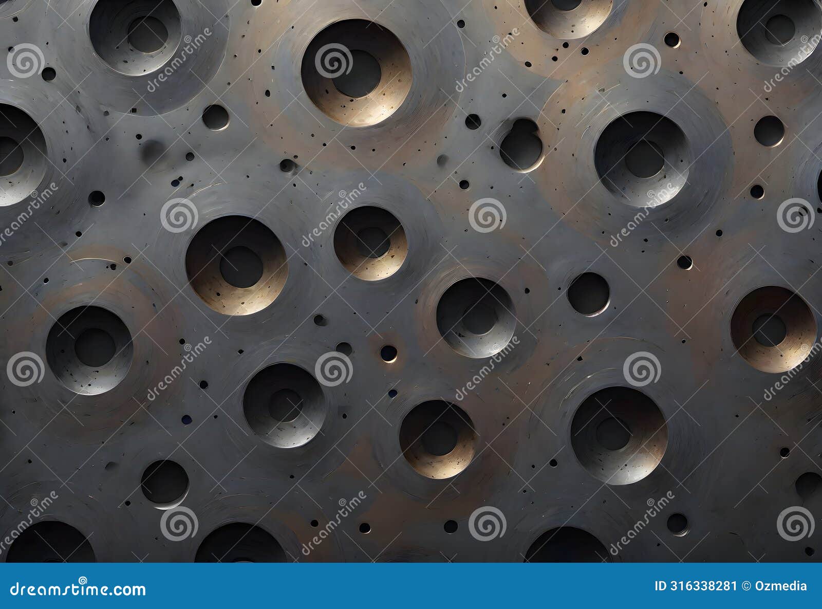 Dark Rustic Metal Panel with Round Holes, Generative AI Stock ...