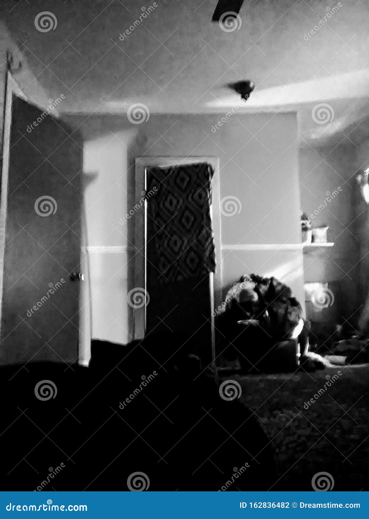Dark sad Quite Lonely room stock photo. Image of lonely - 162836482