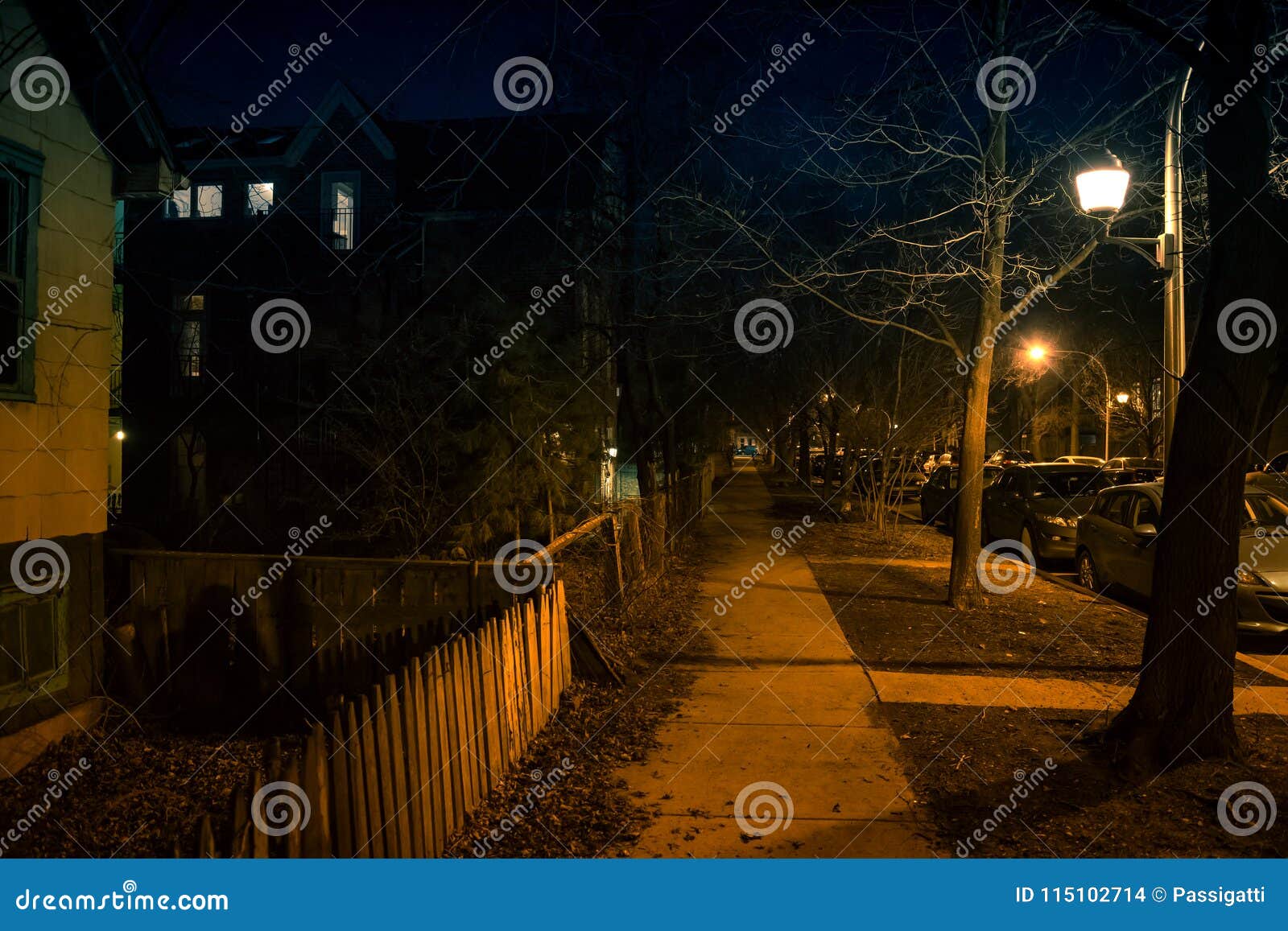 Dark City Sidewalk at Night Stock Photo - Image of horror, dirty: 115102714
