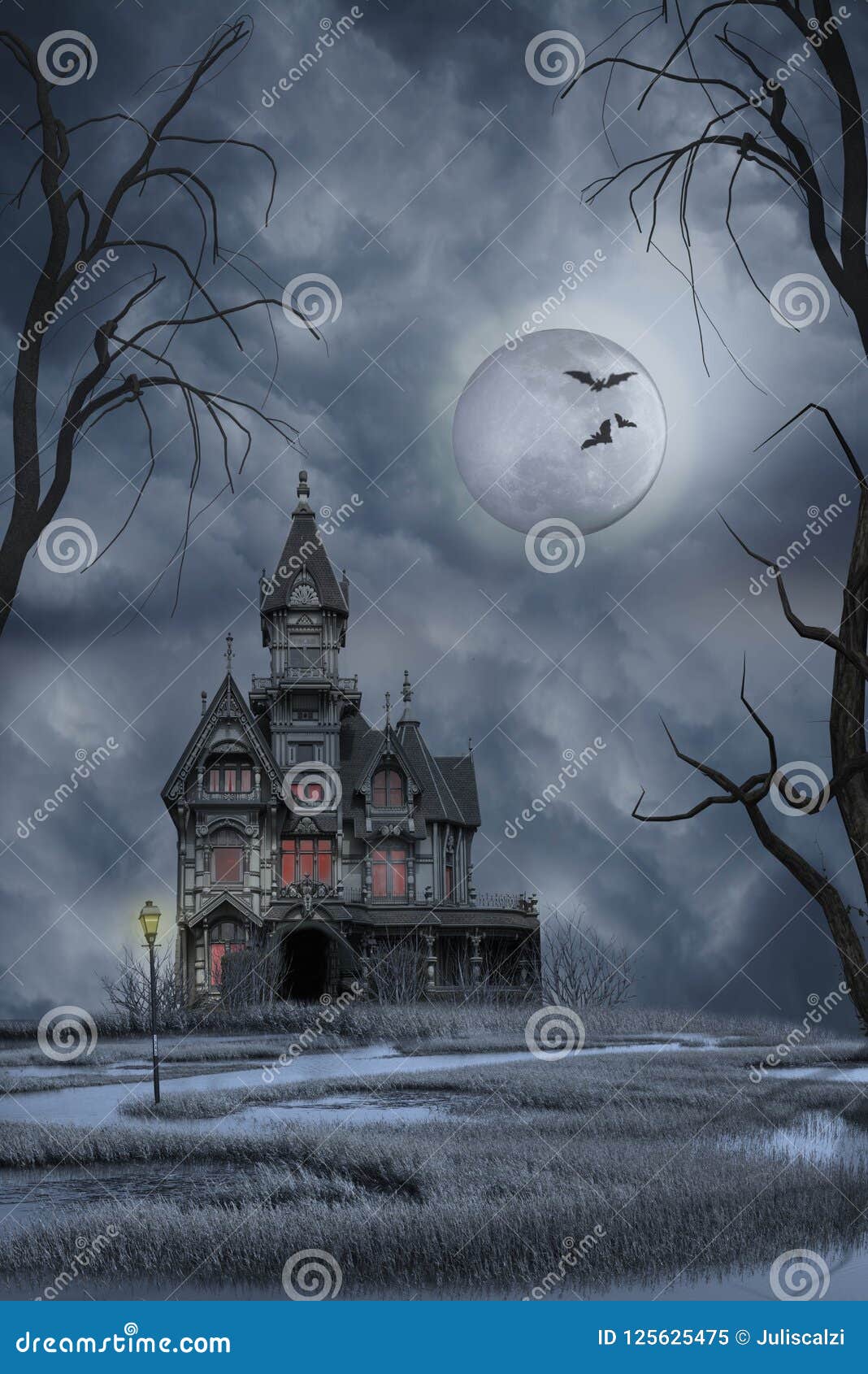 Haunted House On The Beach Or Just A Spooky House Disintegrating Stock ...
