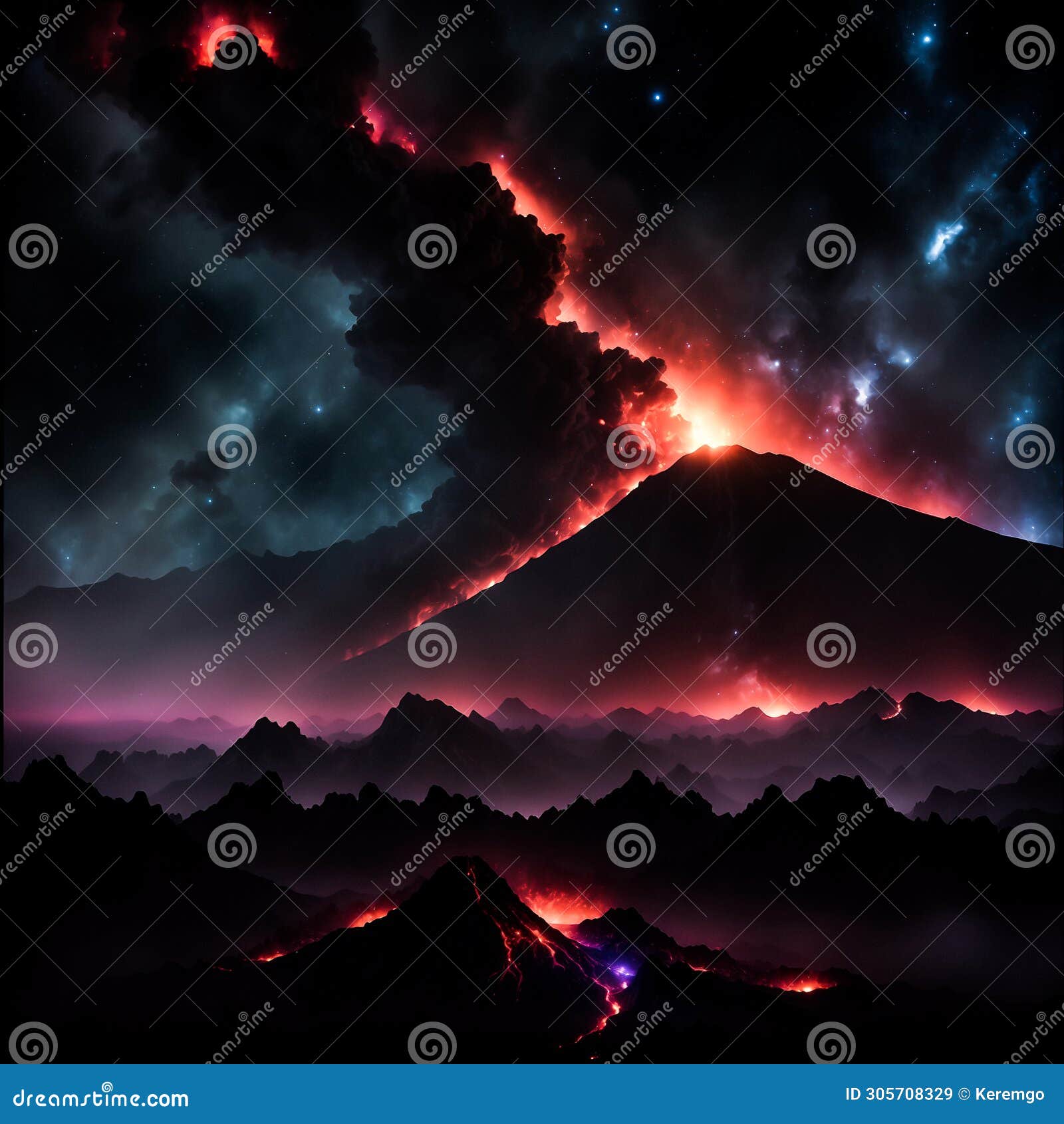 Dark and Scary Hell Environment with Spooky Landscape Stock ...