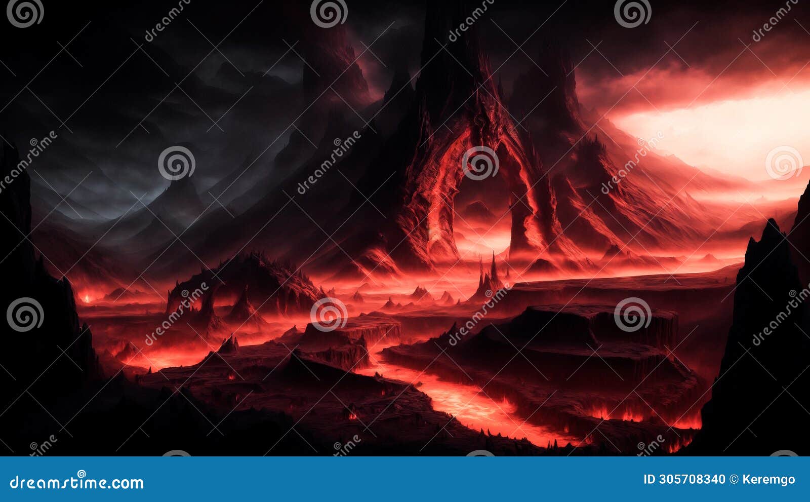 Dark and Scary Hell Environment with Spooky Landscape Stock ...