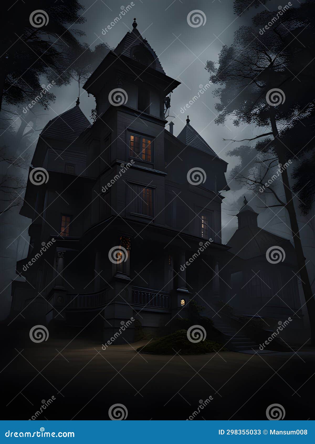 Dark Scary House in the Spooky Forest at Night Stock Illustration ... Dark Scary House in the Spooky Forest at Night Stock Illustration ...