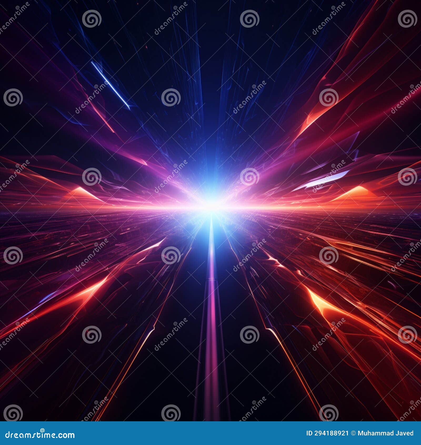 Dark Scene Lit by 3D Neon Light Trails Dynamic Energy Stock ...