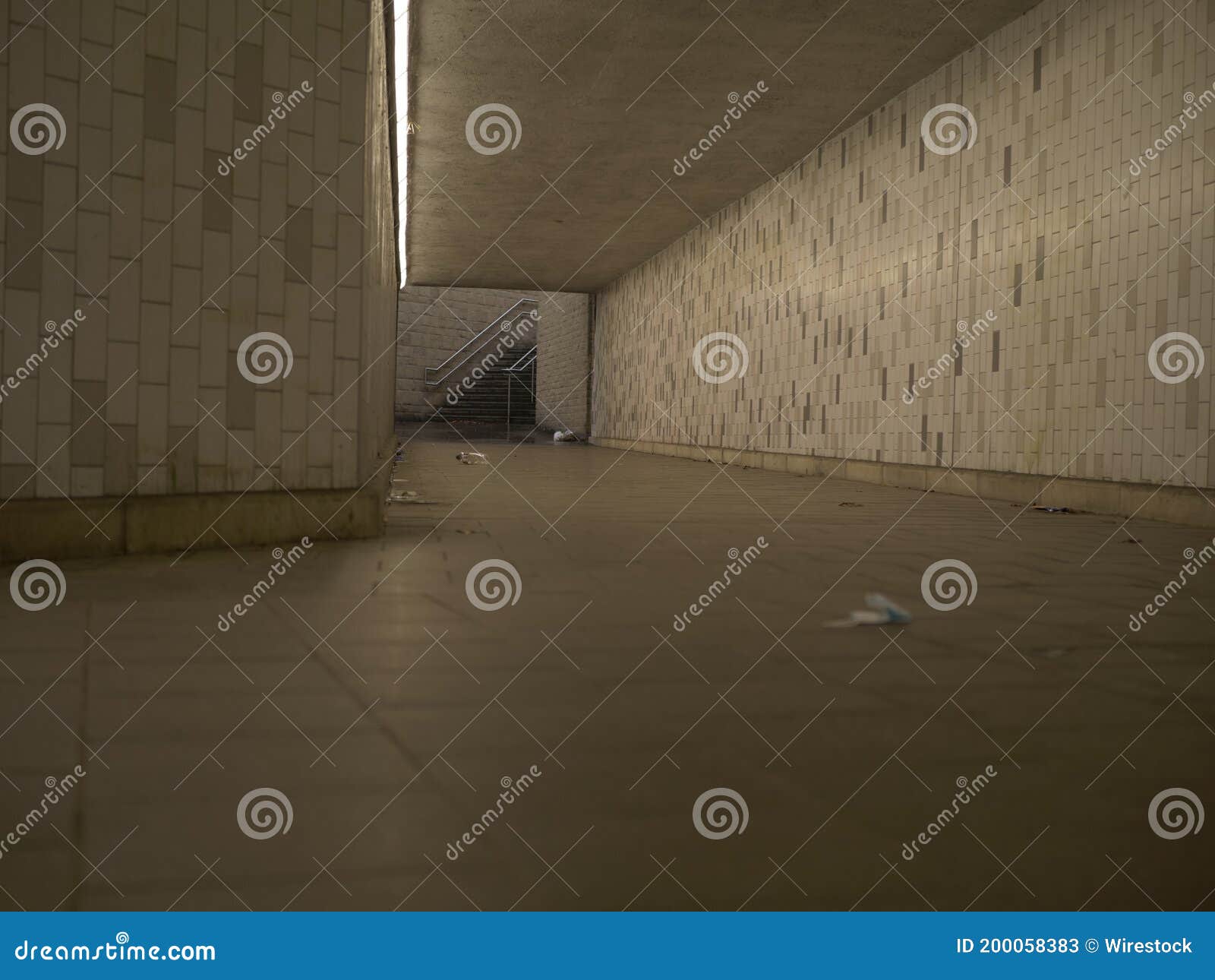 Dark Scenery of an Empty and Dirty Subway Corridor Stock Image - Image ...